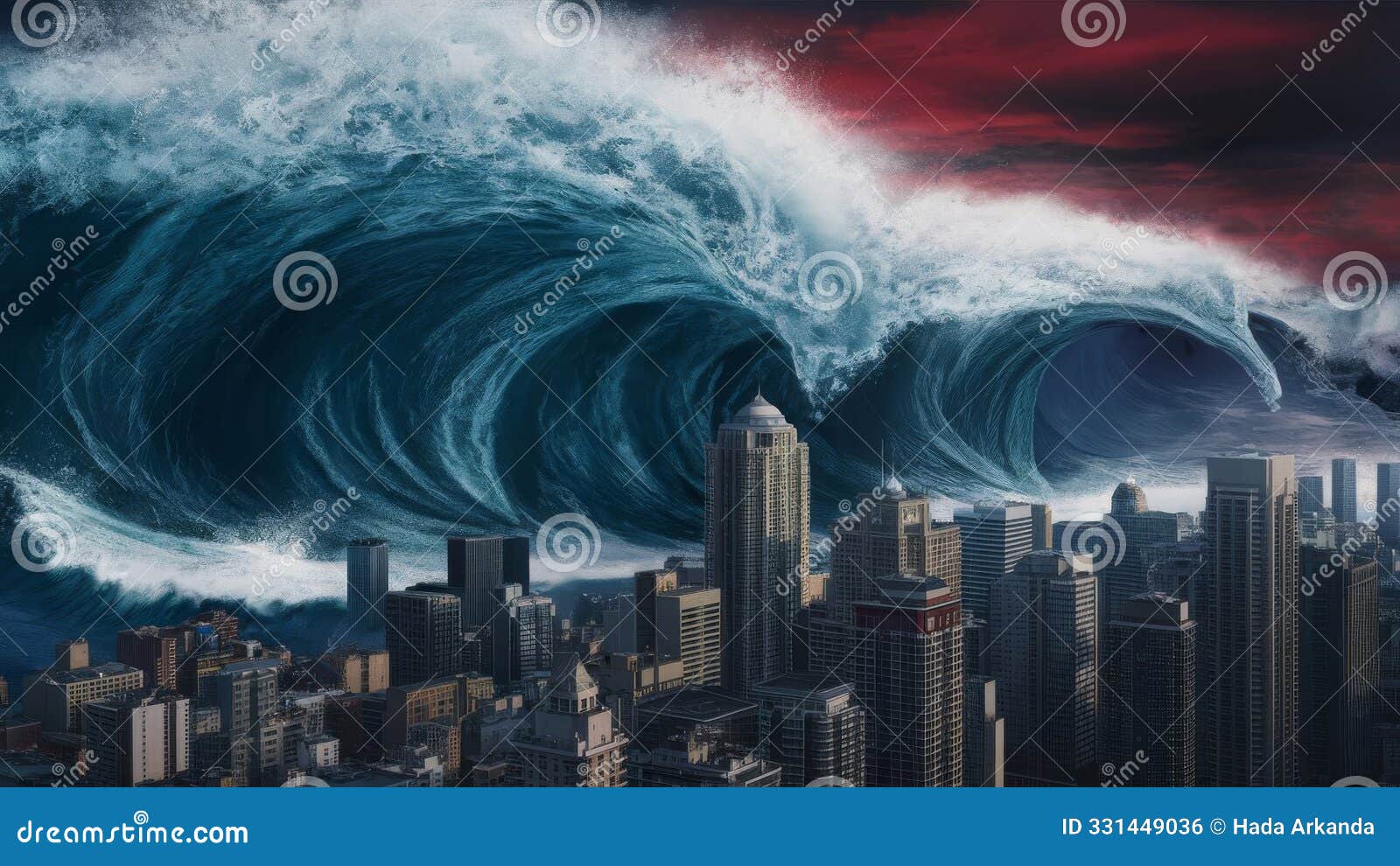 Catastrophic Tsunami and Dark Sky Creating an Apocalyptic Backdrop ...