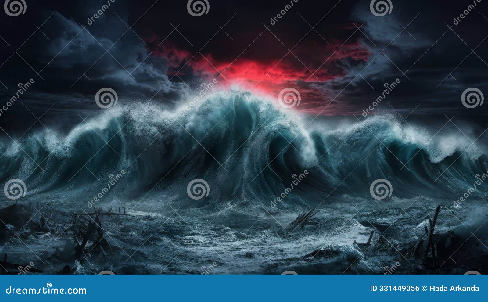 Catastrophic Tsunami and Dark Sky Creating an Apocalyptic Backdrop ...