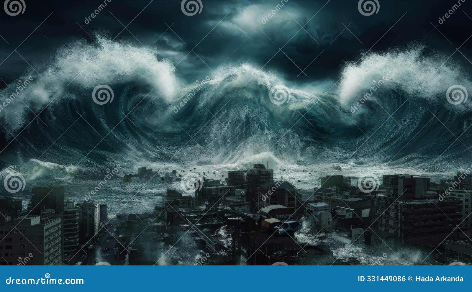 Catastrophic Tsunami and Dark Sky Creating an Apocalyptic Backdrop ...