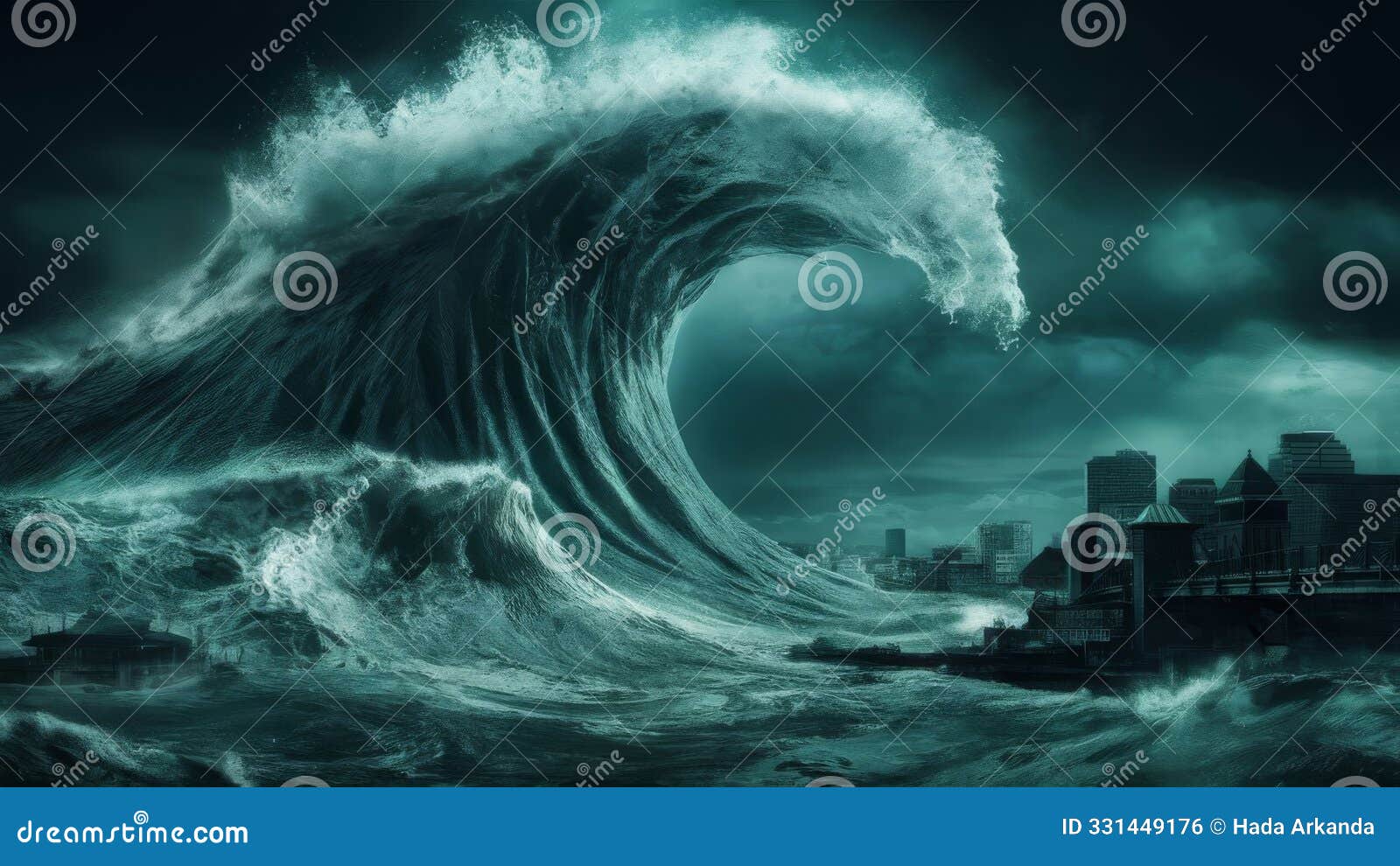 Catastrophic Tsunami and Dark Sky Creating an Apocalyptic Backdrop ...