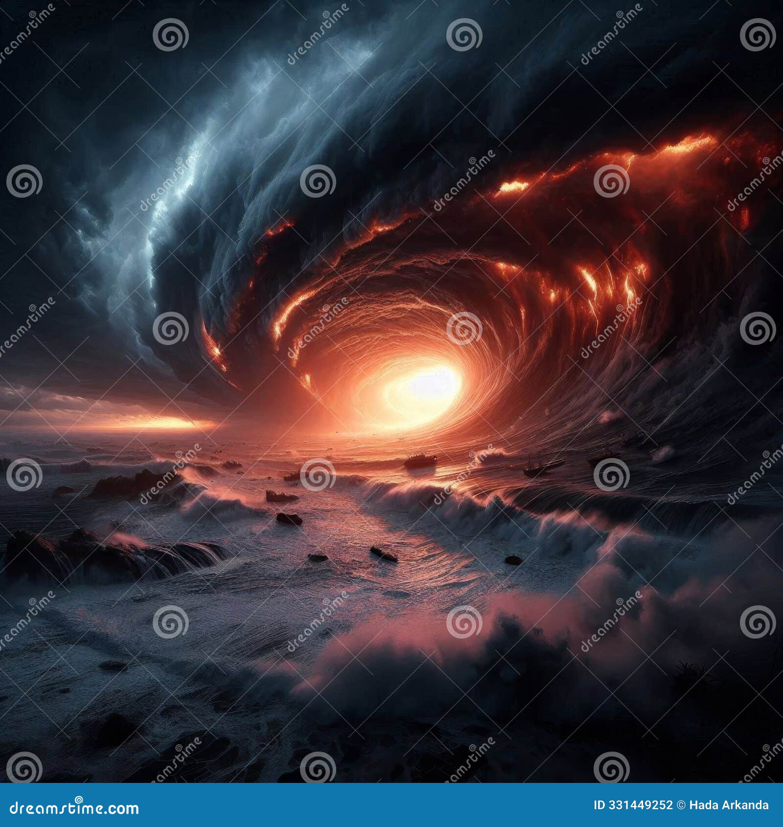 Catastrophic Tsunami and Dark Sky Creating an Apocalyptic Backdrop ...