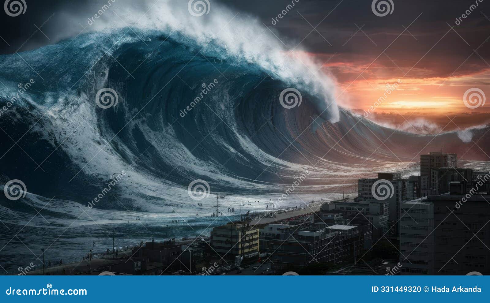 Catastrophic Tsunami and Dark Sky Creating an Apocalyptic Backdrop ...