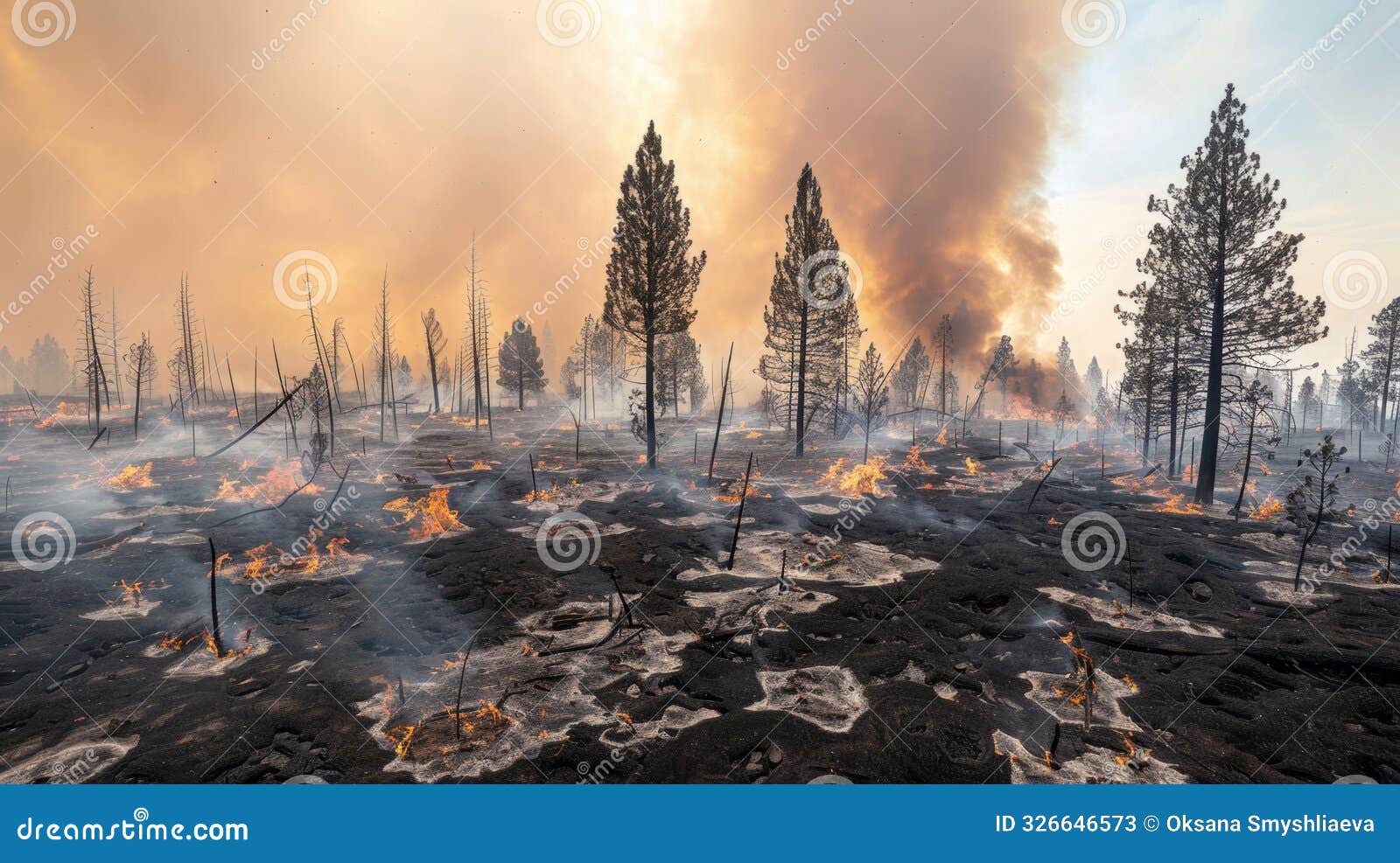 Catastrophic Wildfire Engulfing Forest Landscape Amid Climate Crisis ...