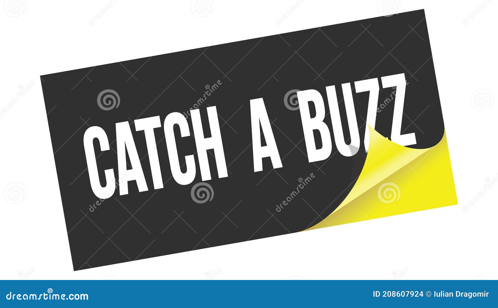 CATCH a BUZZ Text on Black Yellow Sticker Stamp Stock Illustration ...