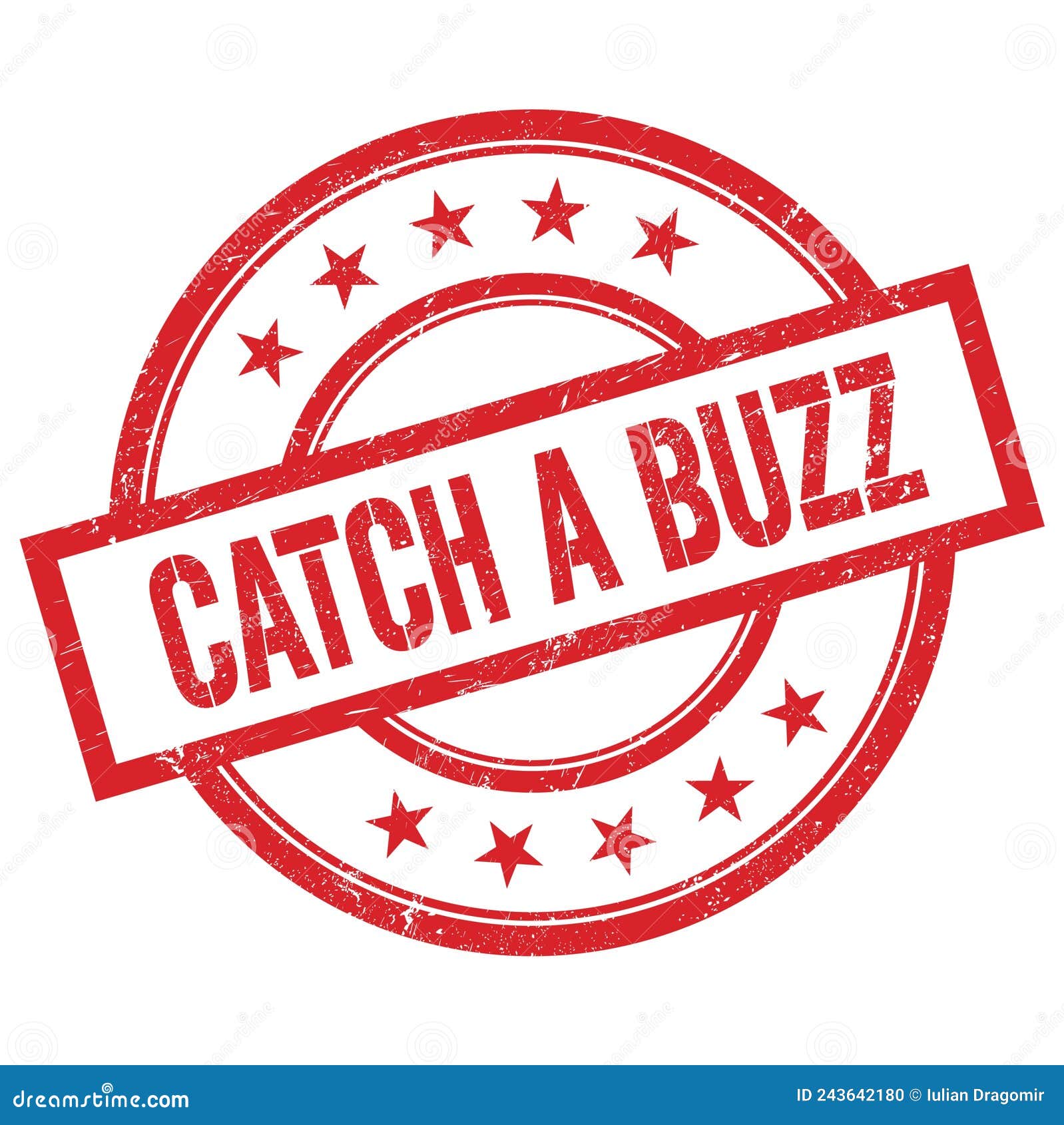 CATCH a BUZZ Text Written on Red Vintage Round Stamp Stock Illustration ...