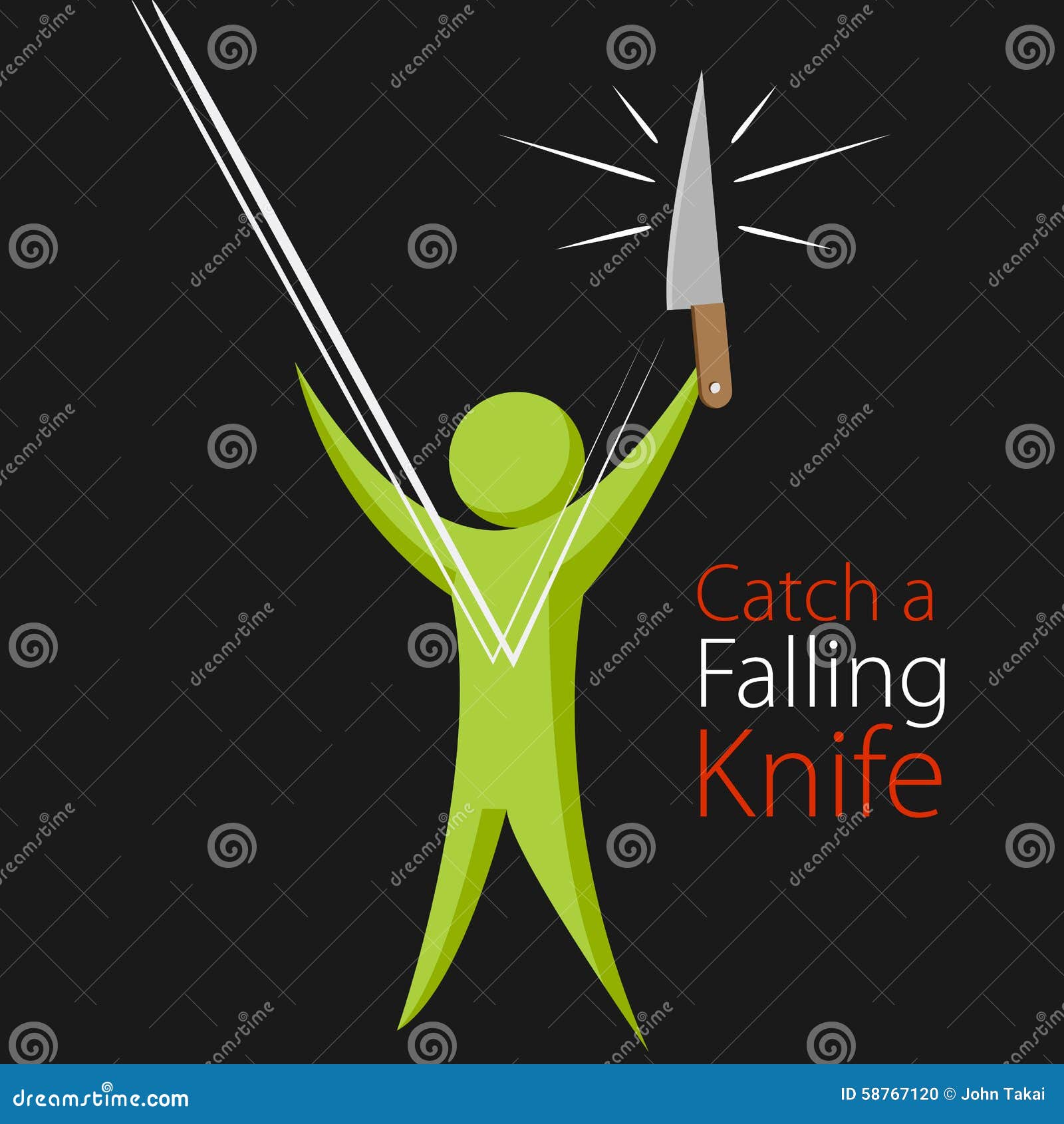 Catch a Falling Knife Metaphor Stock Vector - Illustration of metaphor ...