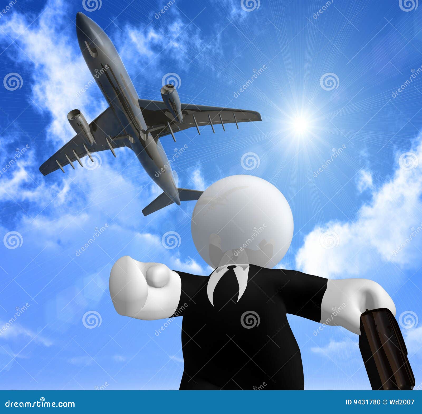 Catching air plane stock illustration. Illustration of late - 9431780
