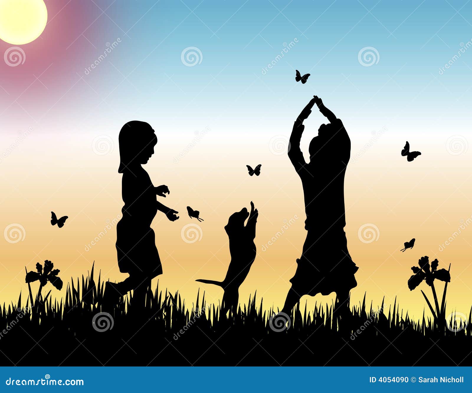 Catching Butterflies stock illustration. Illustration of exercise - 4054090