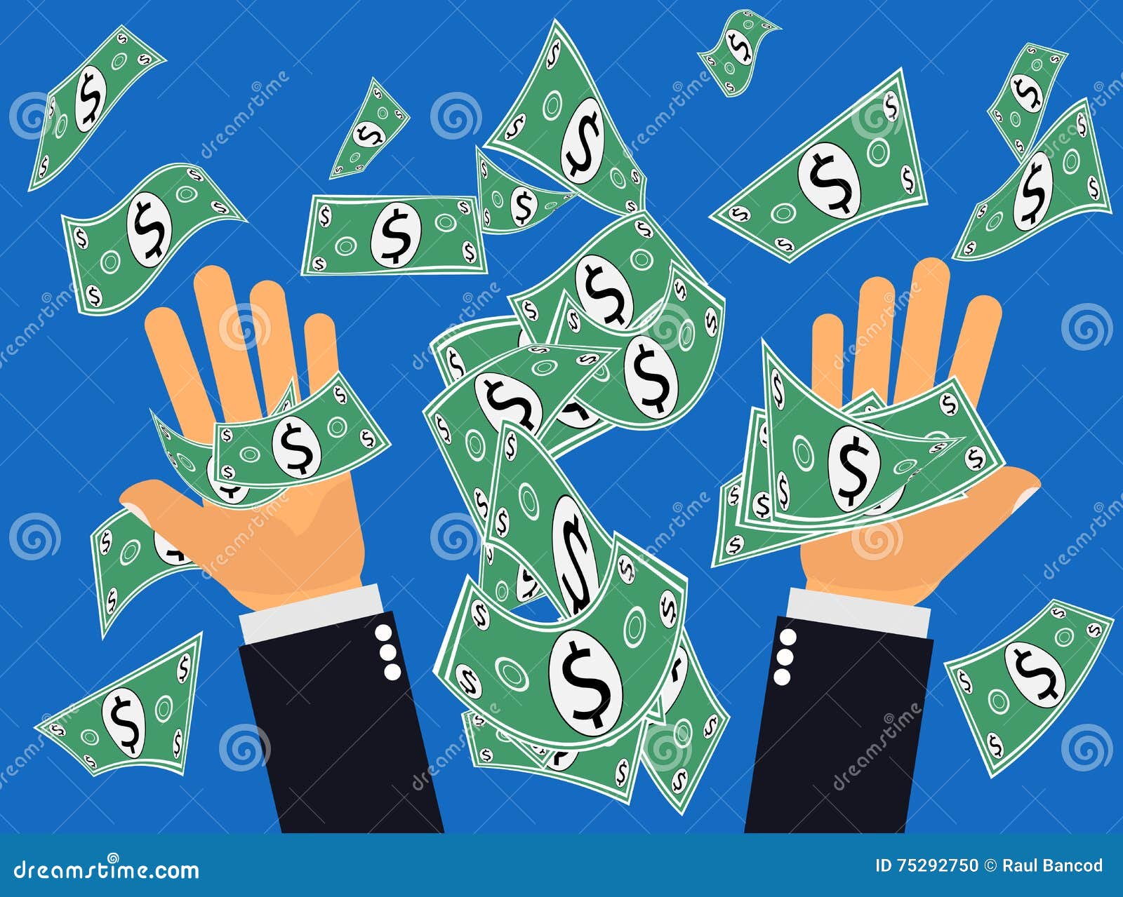 Catching Dollars or Money Falling from the Sky Stock Vector ...