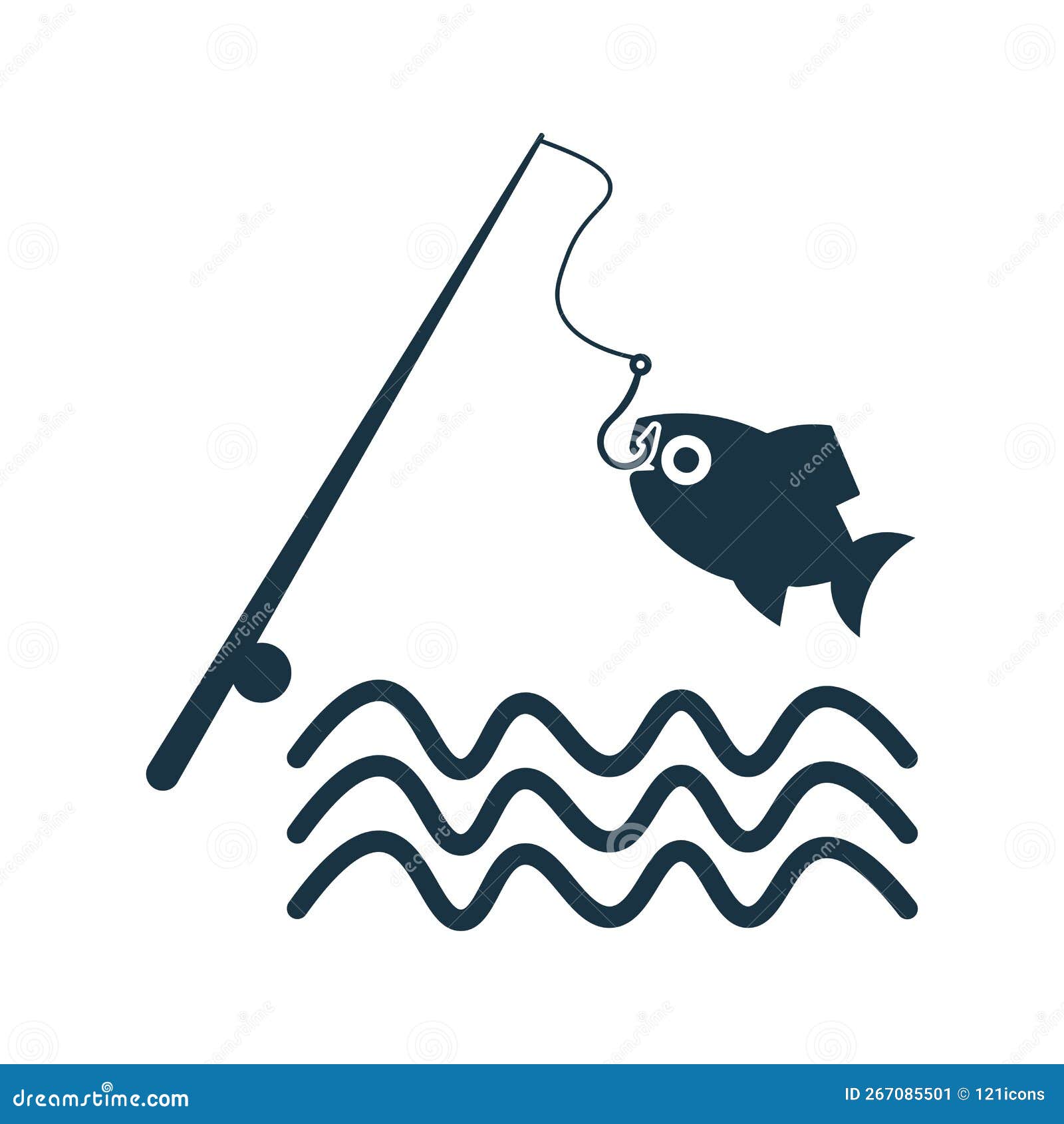 Catching Fish, Fishing Icon. Black Vector Stock Vector - Illustration ...