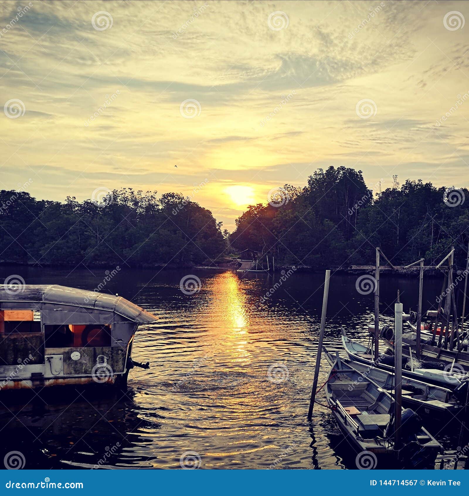 Catching Fish on a Sunday Evening Sunset Time at the Riverside Stock ...
