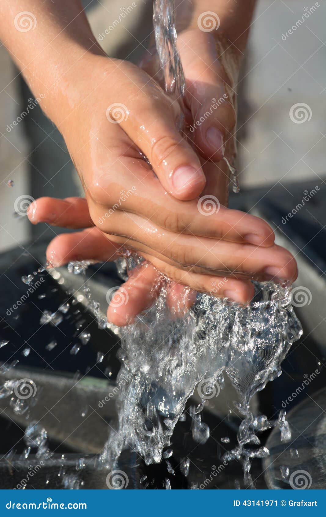 Catching Fresh and Cool Water with Hands Stock Image - Image of drink ...