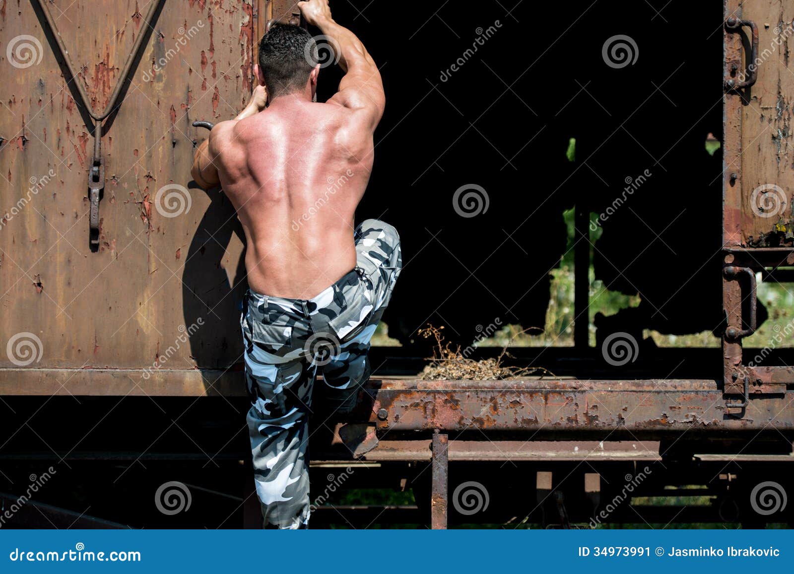 Muscular Man Catching A Train Royalty-Free Stock Photography ...