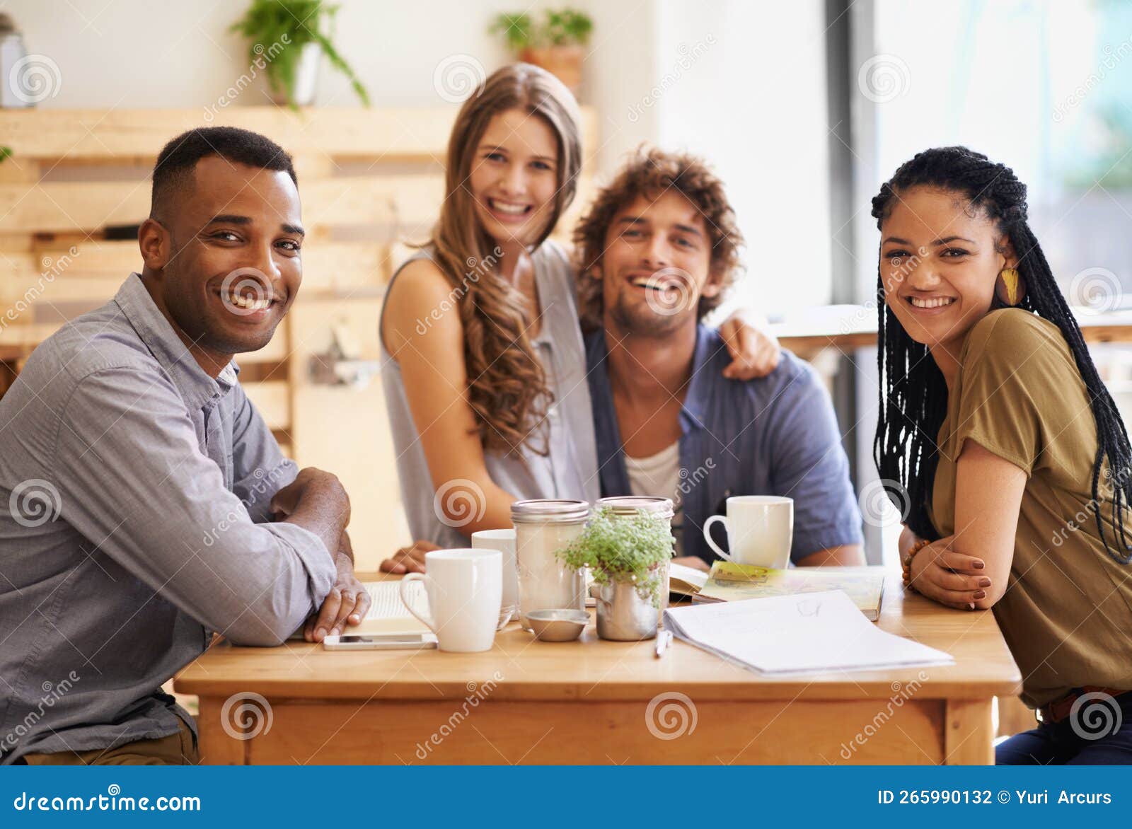 Catching Up with Old Friends. a Group of Friends Talking in a Cafe ...