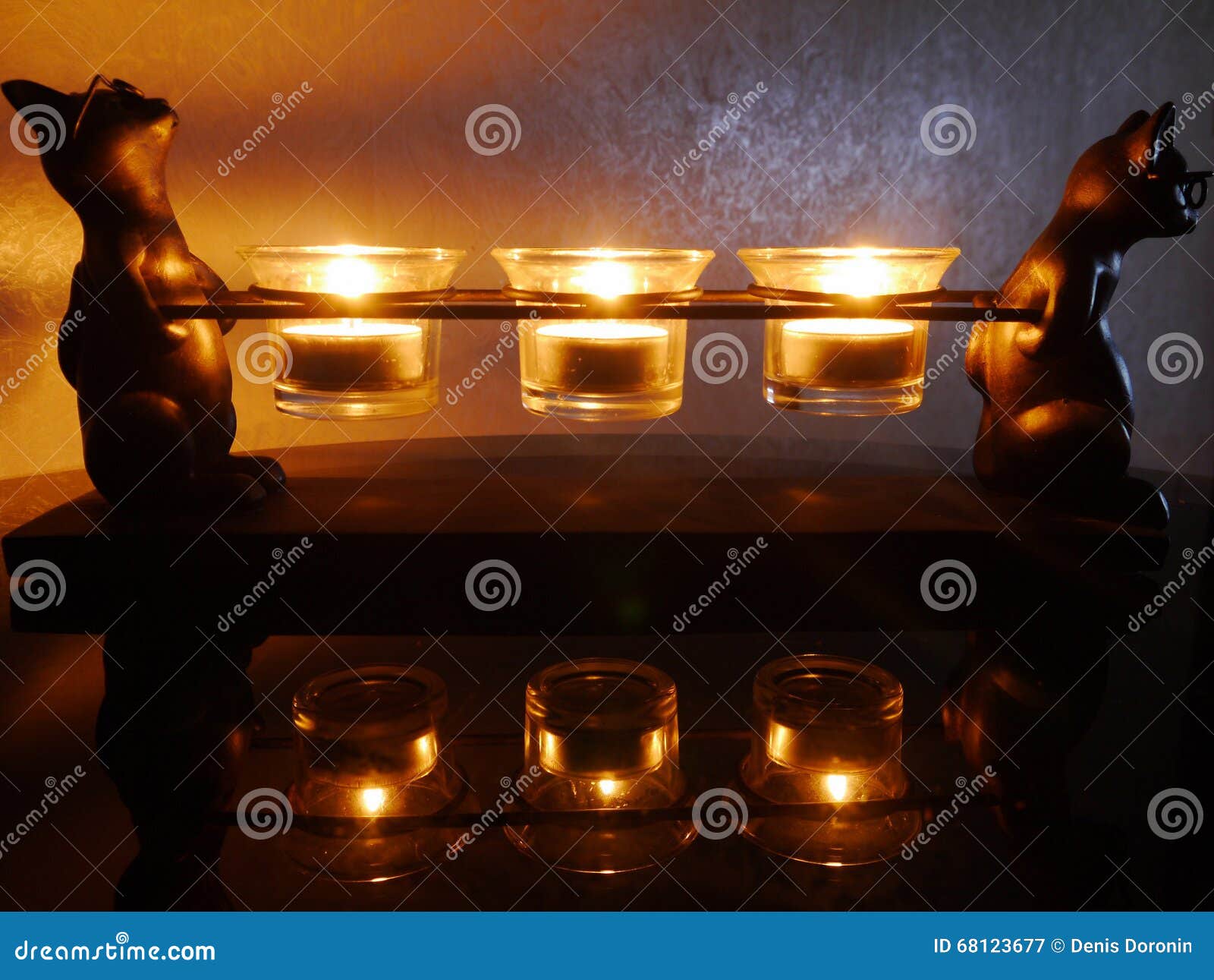 Cats Shaped Candlestick with Candles Stock Image - Image of decoration ...