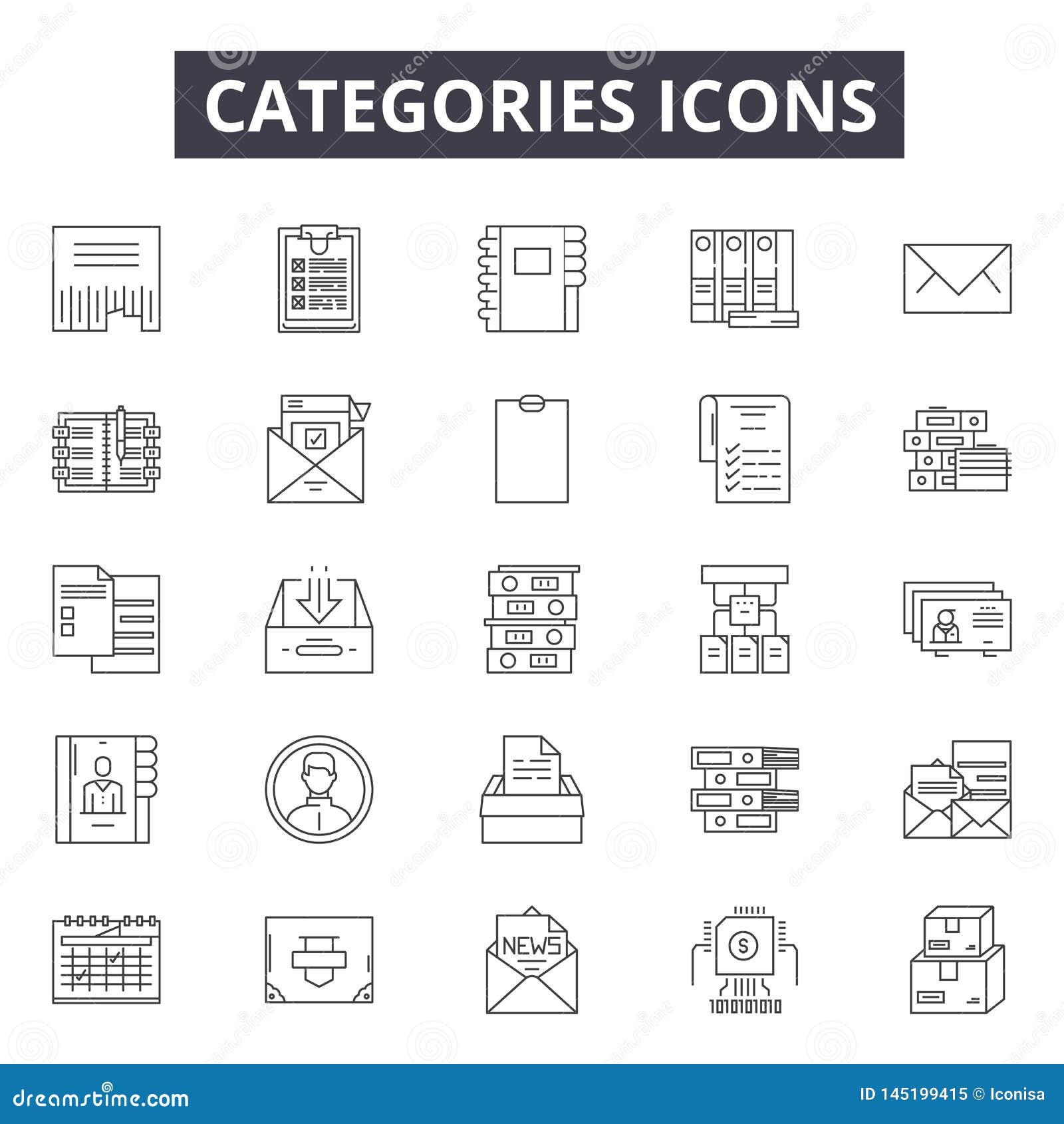 Categories Line Icons, Signs, Vector Set, Outline Illustration Concept ...