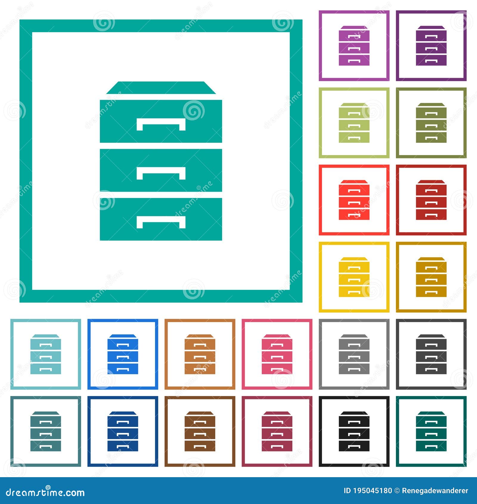 Categorize White Icons On Edged Square Buttons Cartoon Vector ...