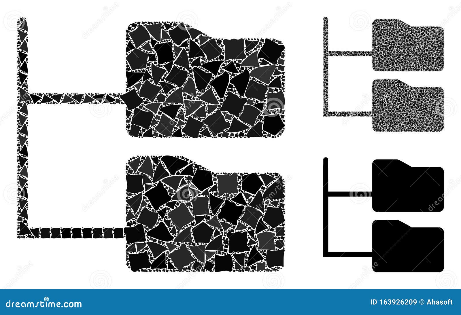 Red Folder Tree Icon Isolated On Transparent Background. Computer Network File Folder ...