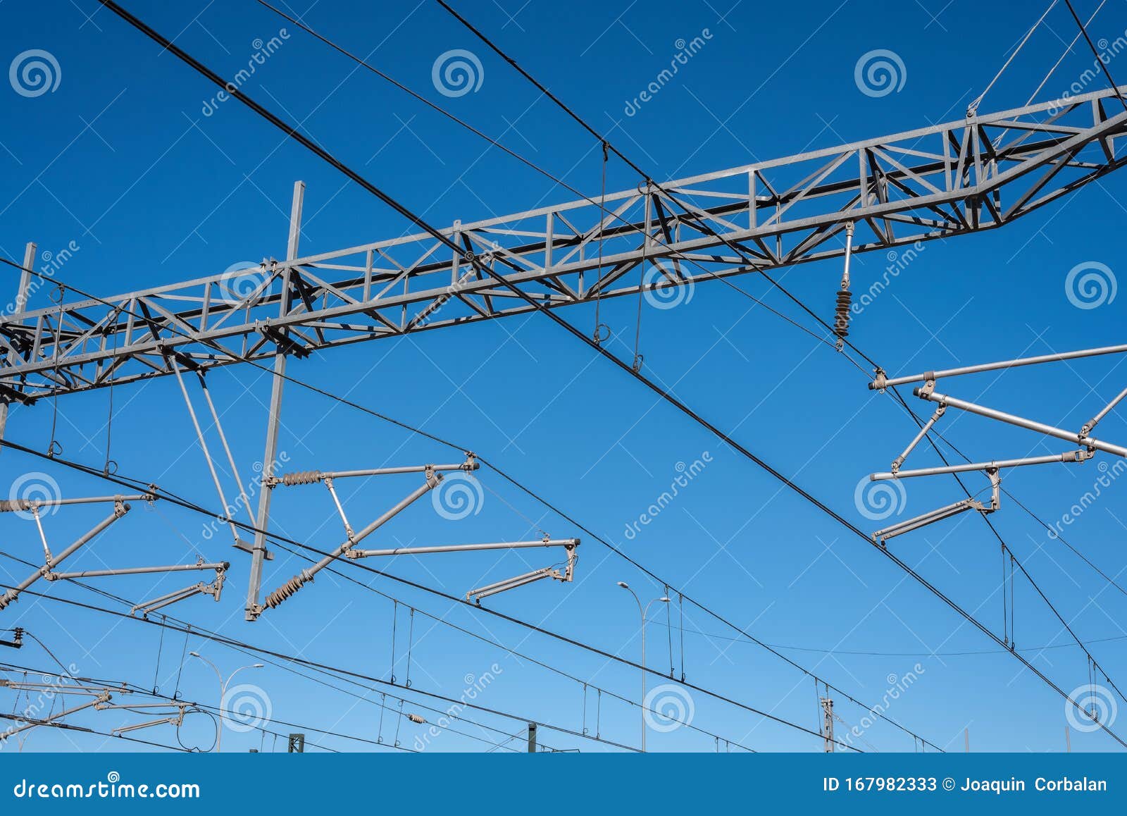 Catenary of an Electric Train Stock Image - Image of power, blue: 167982333