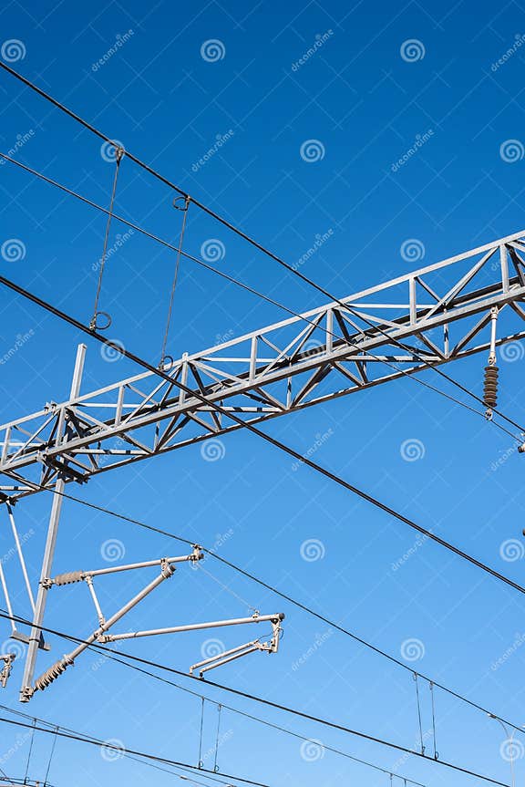 Catenary of an Electric Train Stock Photo - Image of network ...