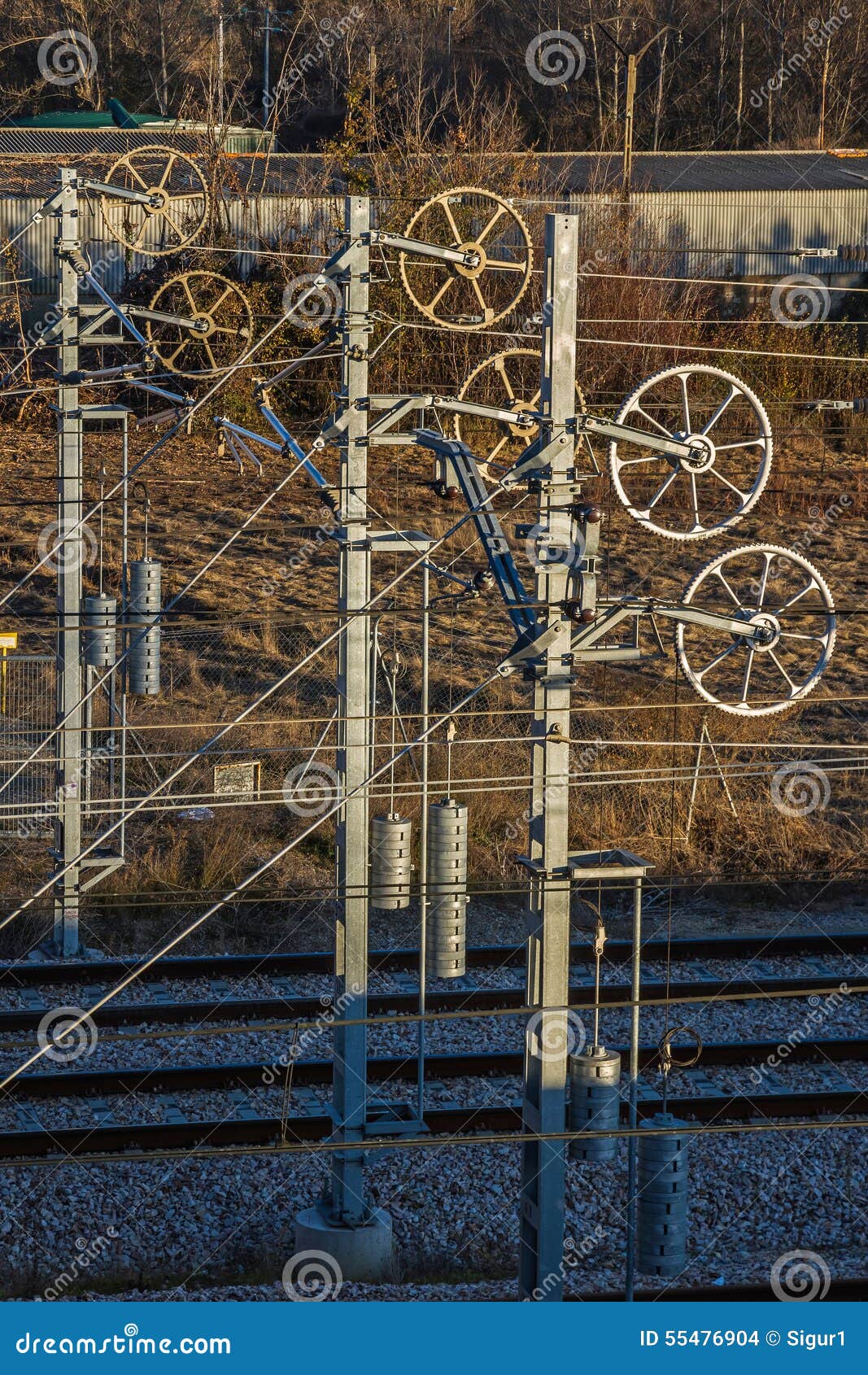 Catenary or Overhead Line Structures in Railway - Stock Photo - Image ...