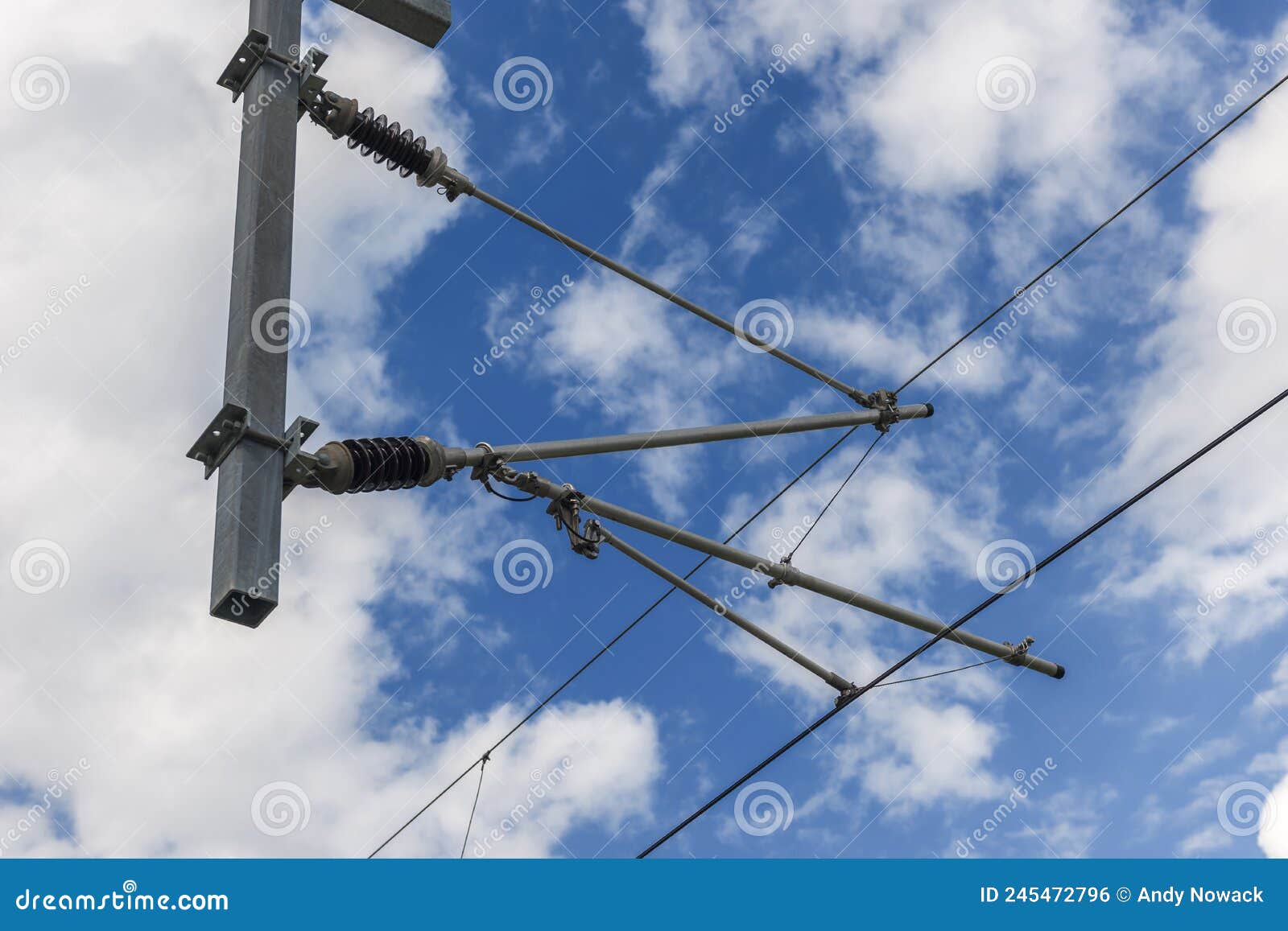 Catenary Support with Clouds O Blue Sky Stock Photo - Image of ...