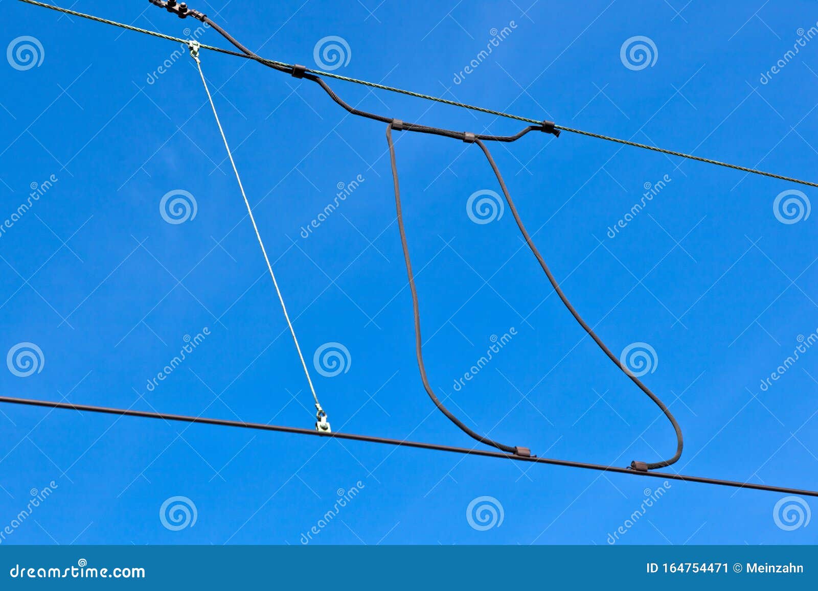 Catenary of Train Under Blue Sky Stock Image - Image of energy, wire ...