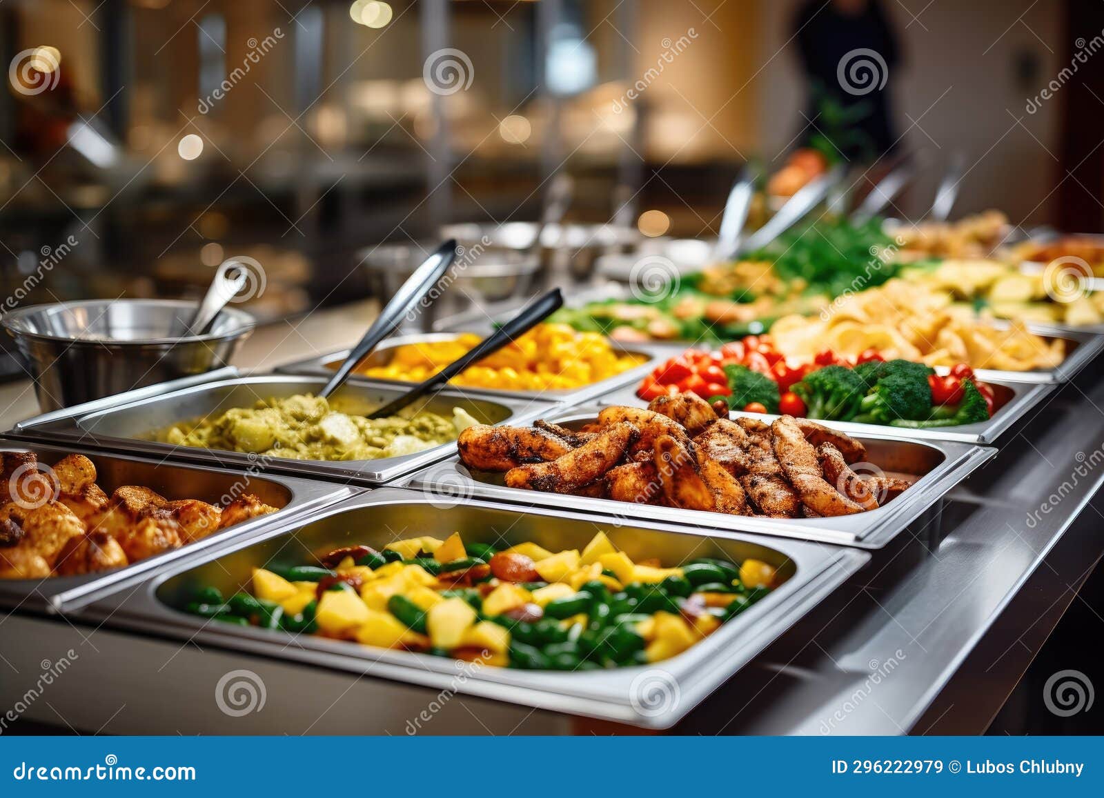 Catering Buffet Food on a Long Table in a Hotel Restaurant Stock ...