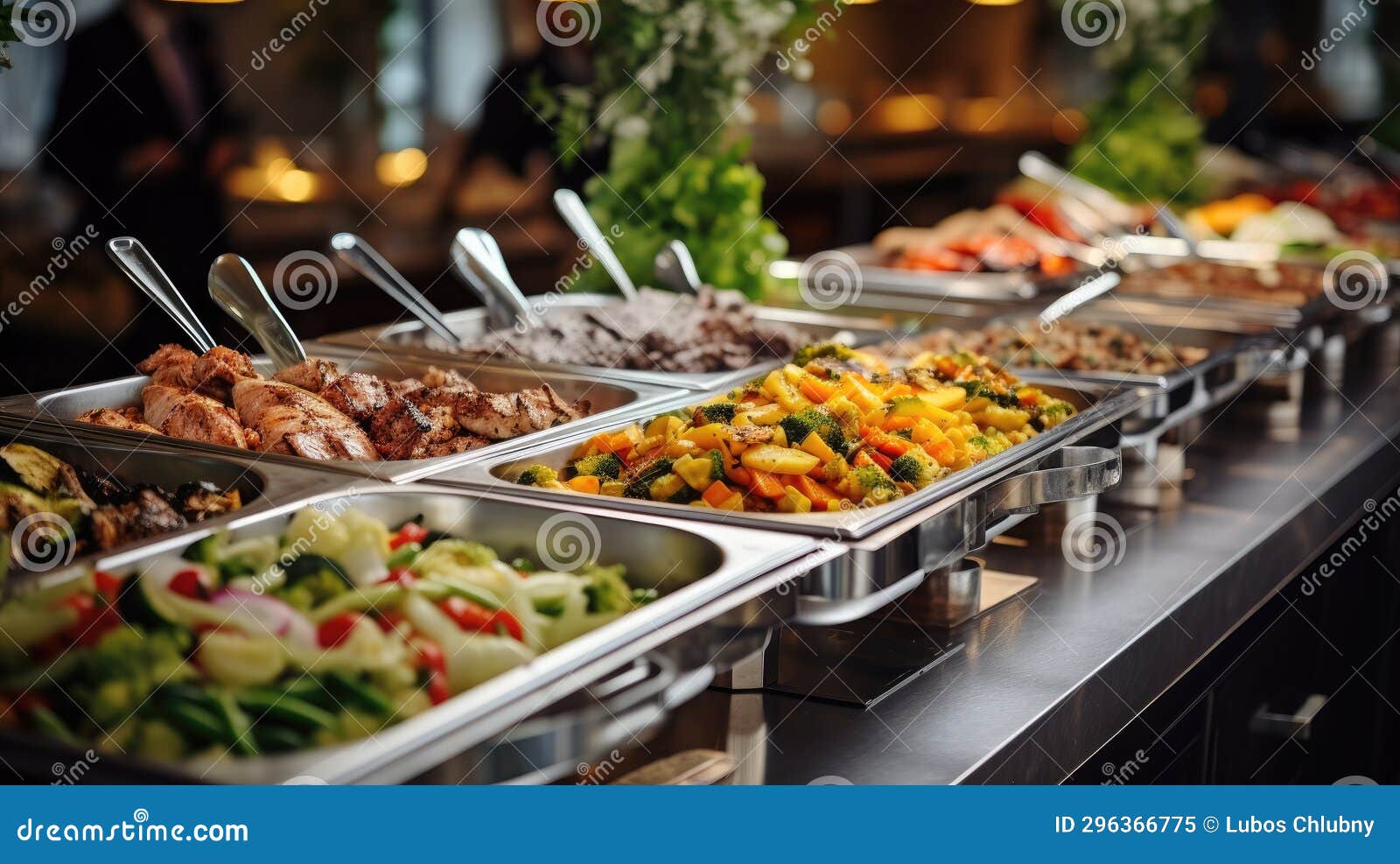 Catering Buffet Food on a Long Table in a Hotel Restaurant Stock ...