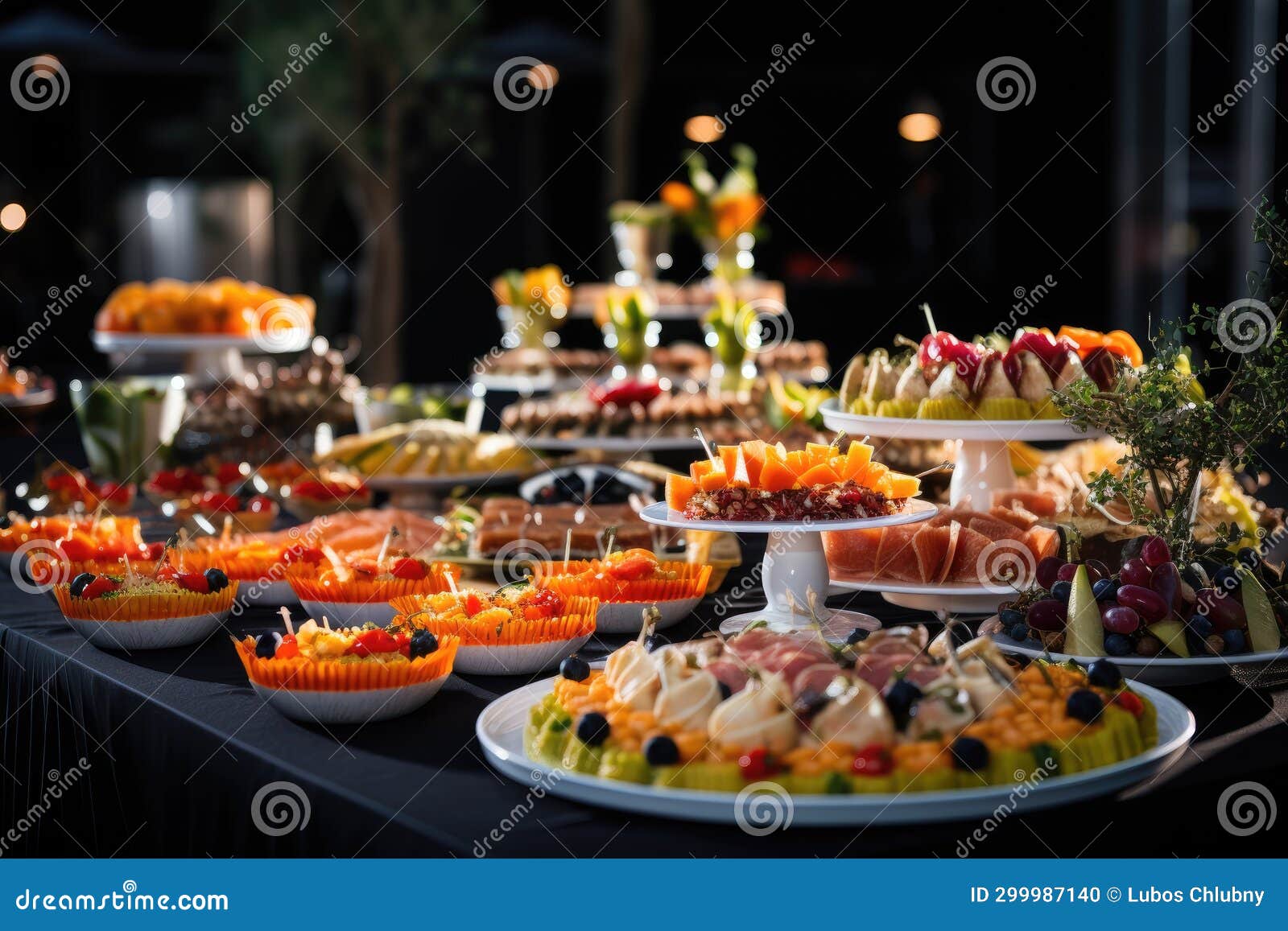 Catering Buffet Food on a Long Table in a Hotel Restaurant Stock ...