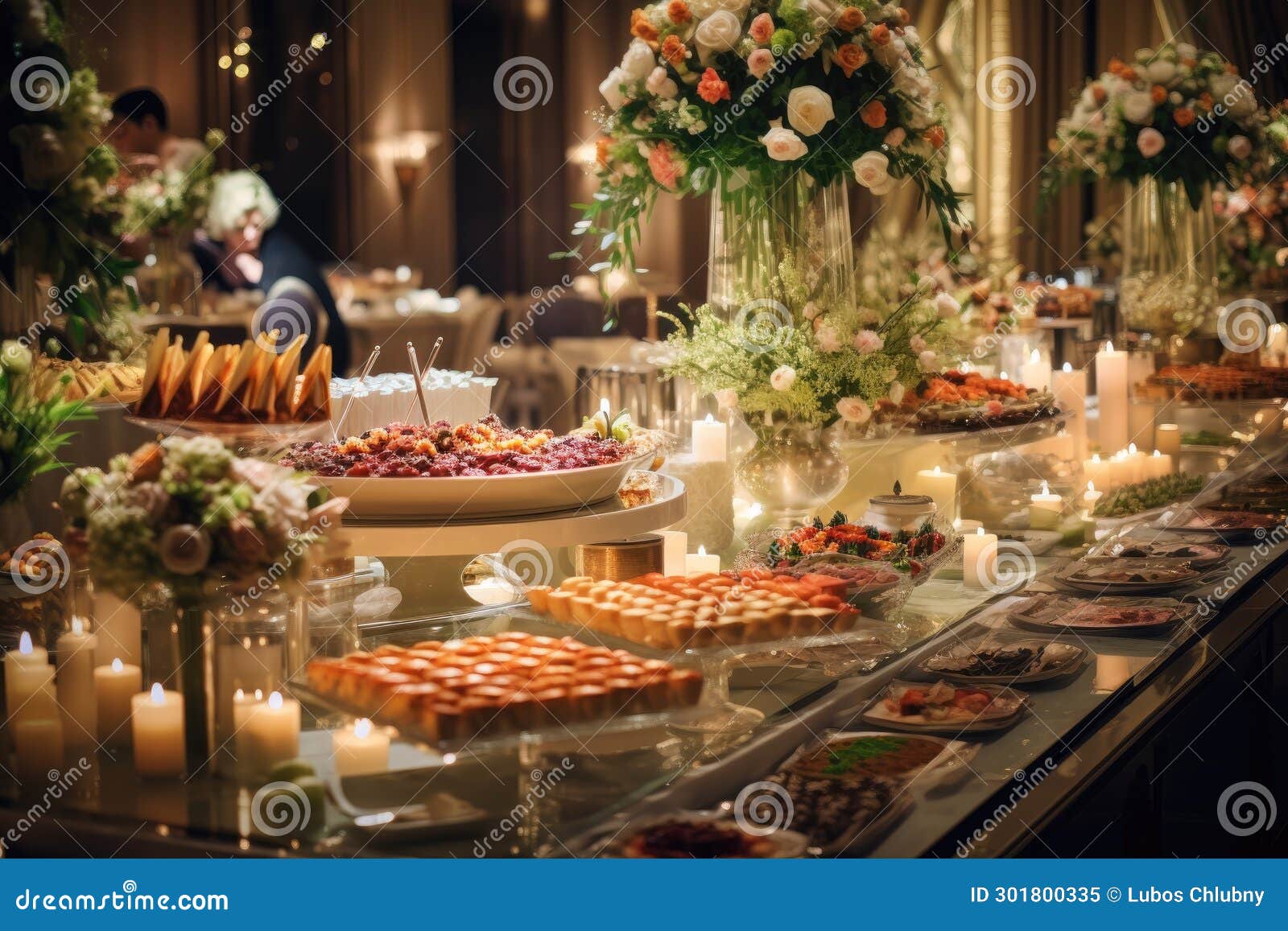 Catering Buffet Food on a Long Table in a Hotel Restaurant Stock ...