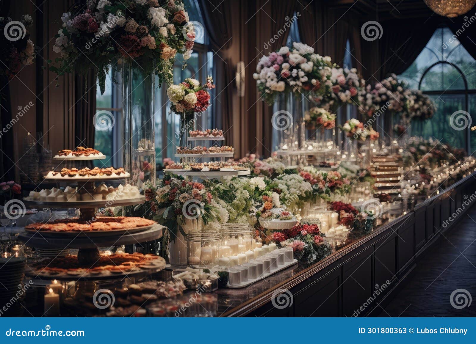 Catering Buffet Food on a Long Table in a Hotel Restaurant Stock ...