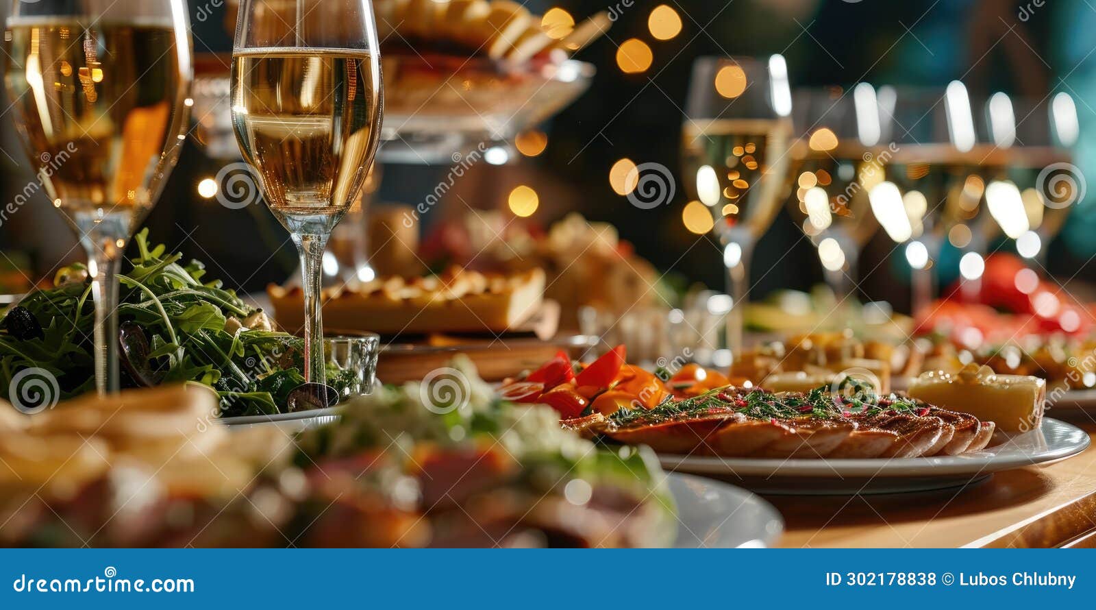 Catering Buffet Food on a Long Table in a Hotel Restaurant Stock ...