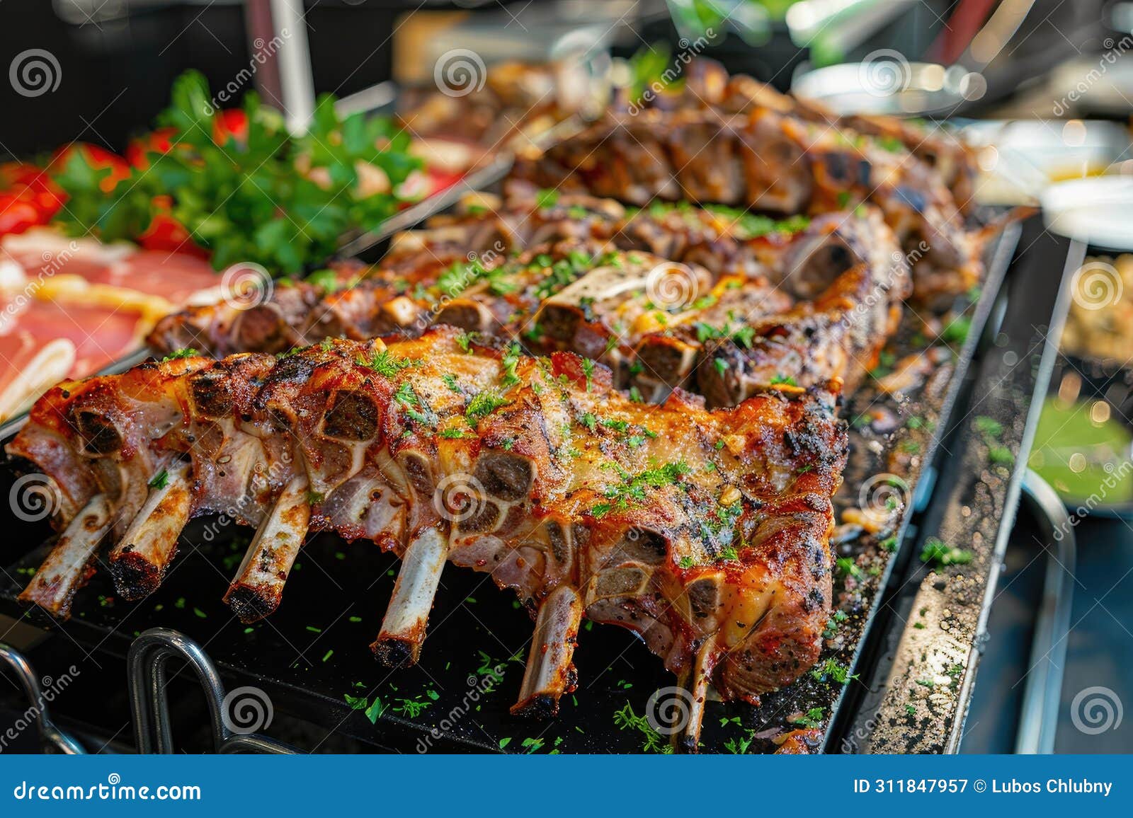 Catering Buffet Food on a Long Table in a Hotel Restaurant Stock ...