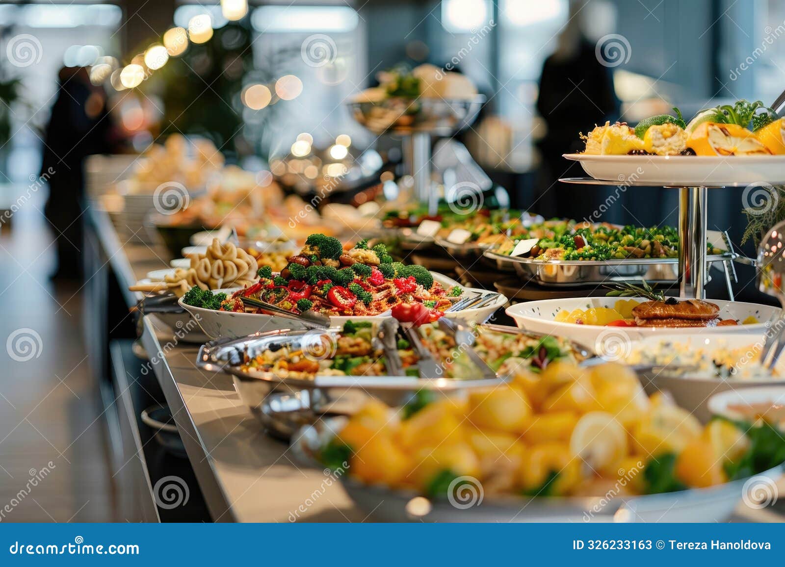 Catering Buffet Food on a Long Table in a Hotel Restaurant Stock ...