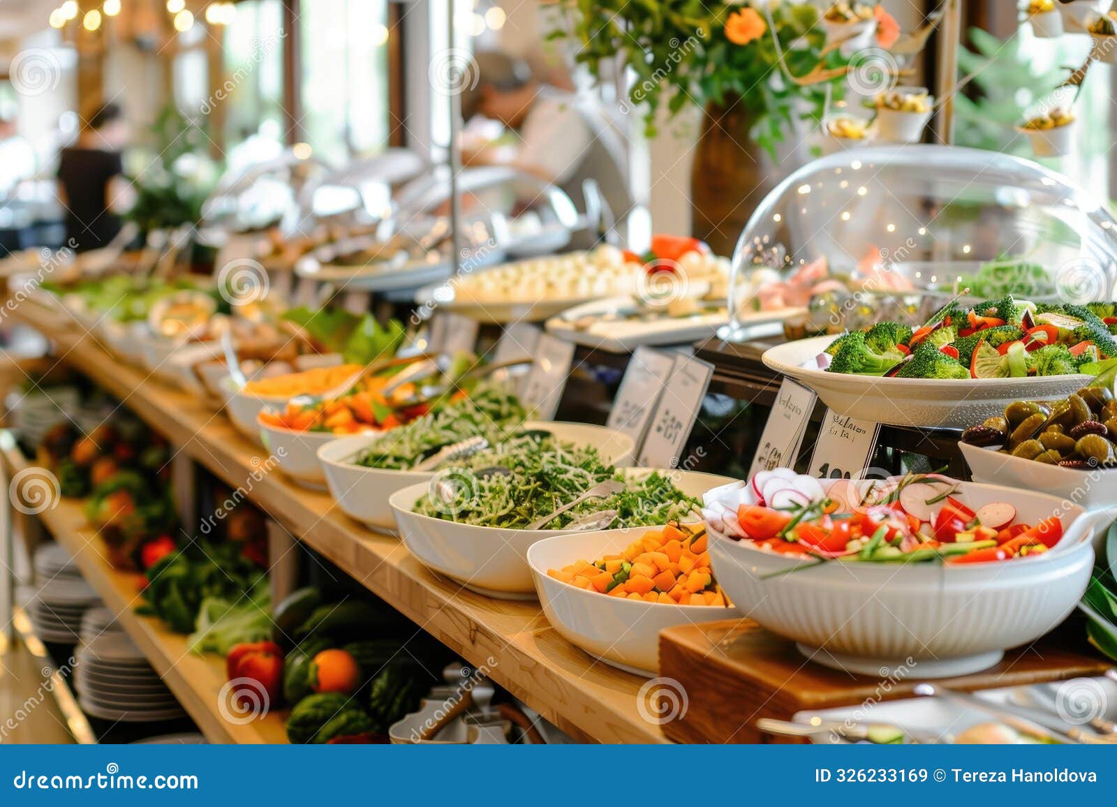 Catering Buffet Food on a Long Table in a Hotel Restaurant Stock ...