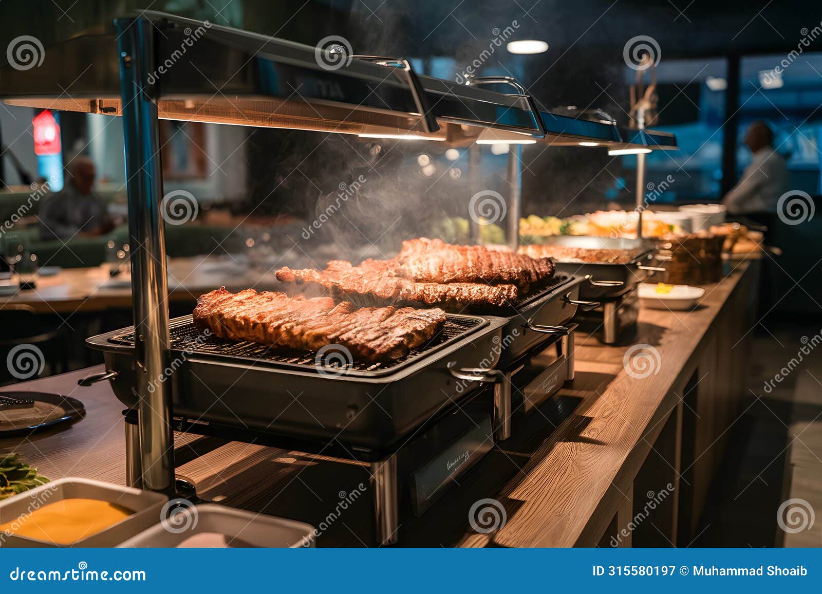 Catering Buffet With Grilled Meat In A Restaurant Setting Stock Photo ...