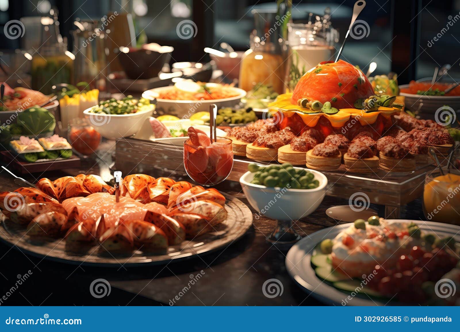 Catering Buffet in a Restaurant, Festive Catering, a Variety of Dishes ...