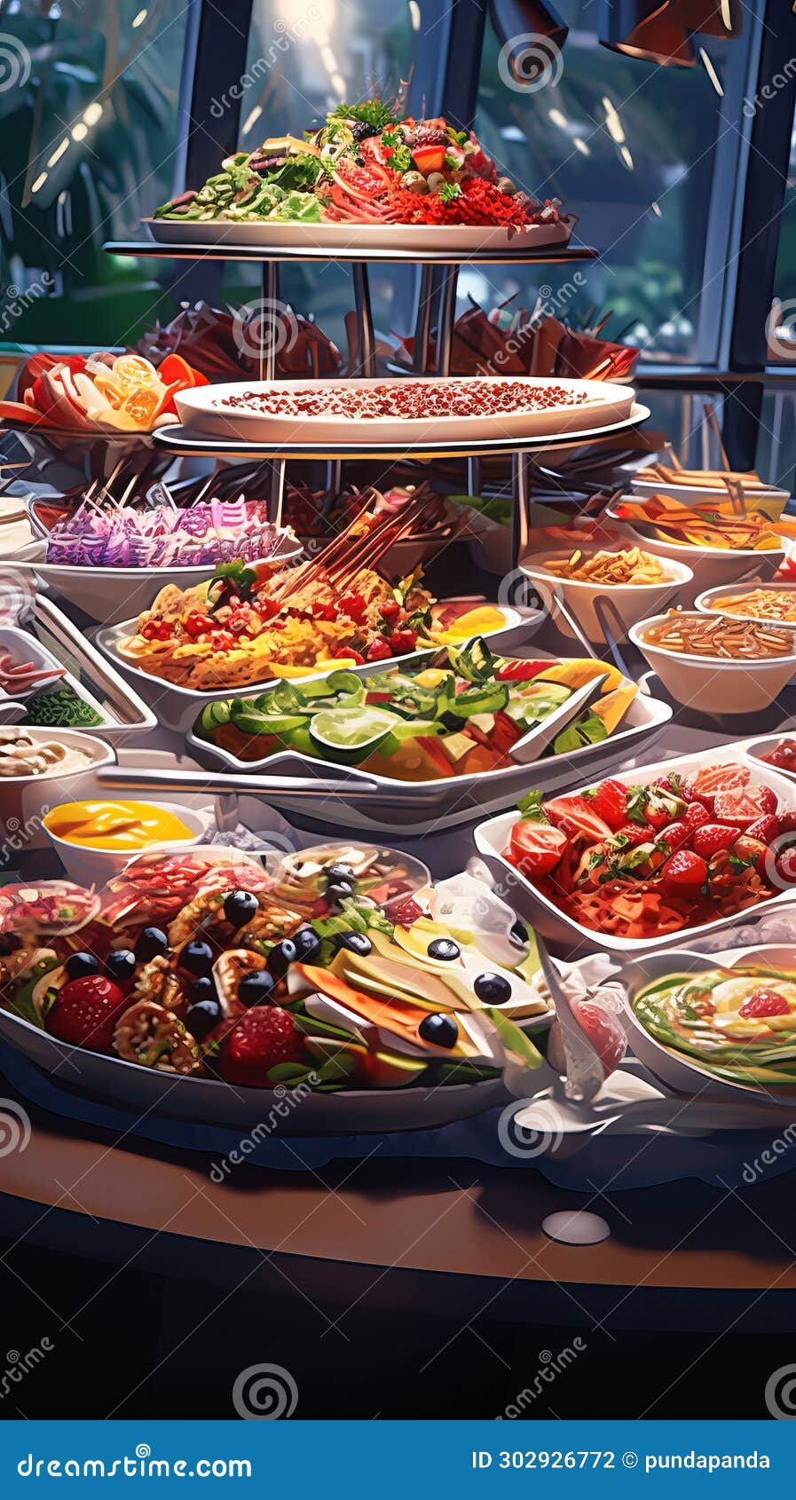 Catering Buffet in a Restaurant, Festive Catering, a Variety of Dishes ...