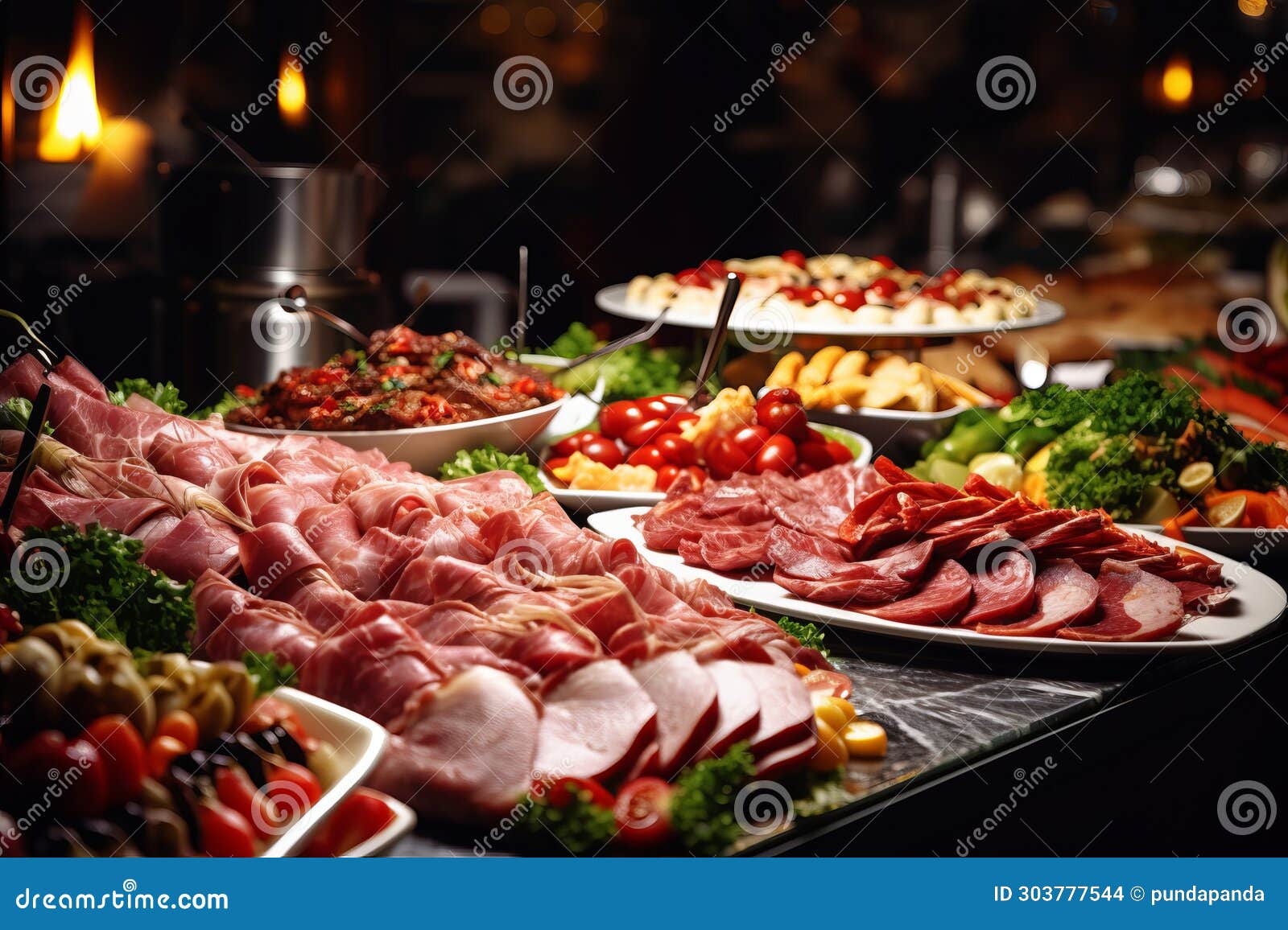 Catering Buffet in a Restaurant, Festive Catering, a Variety of Dishes ...