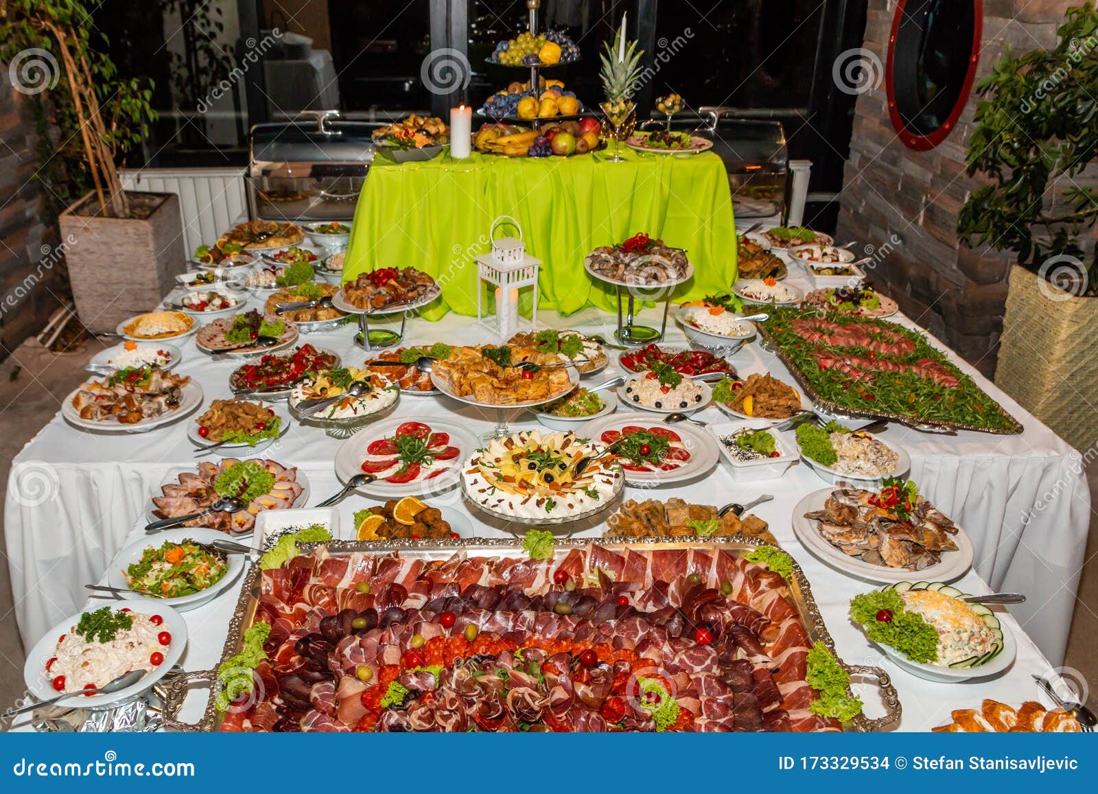 Catering buffet table stock photo. Image of luxury, delicious - 173329534