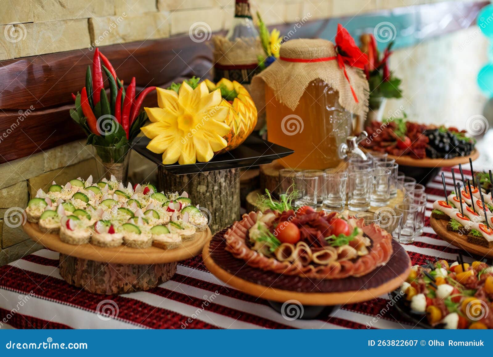 Catering Buffet Table with Snacks and Appetizers. Concept for Event ...
