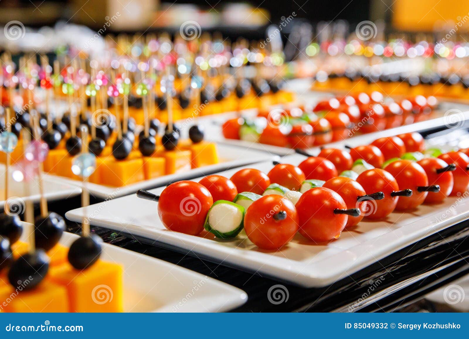 Catering Cherry Tomatoes Canape Stock Photo - Image of canape, basil ...