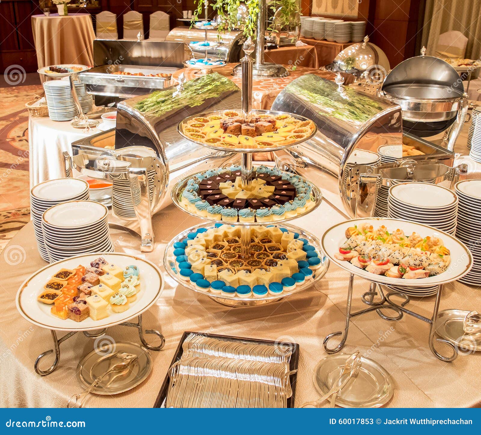 Catering Dessert and Bekery on Buffet Line for Celebration Party Stock ...