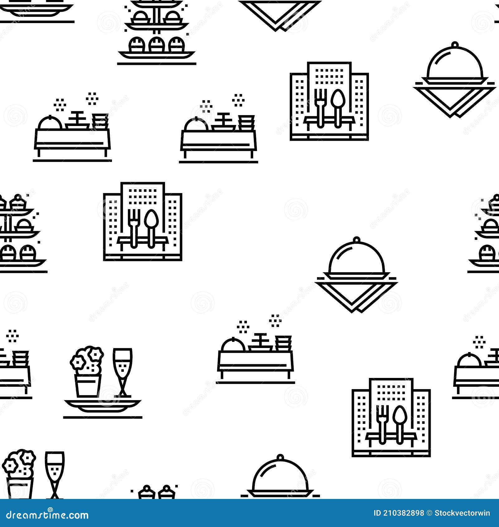 Catering Food Service Vector Seamless Pattern Stock Vector ...