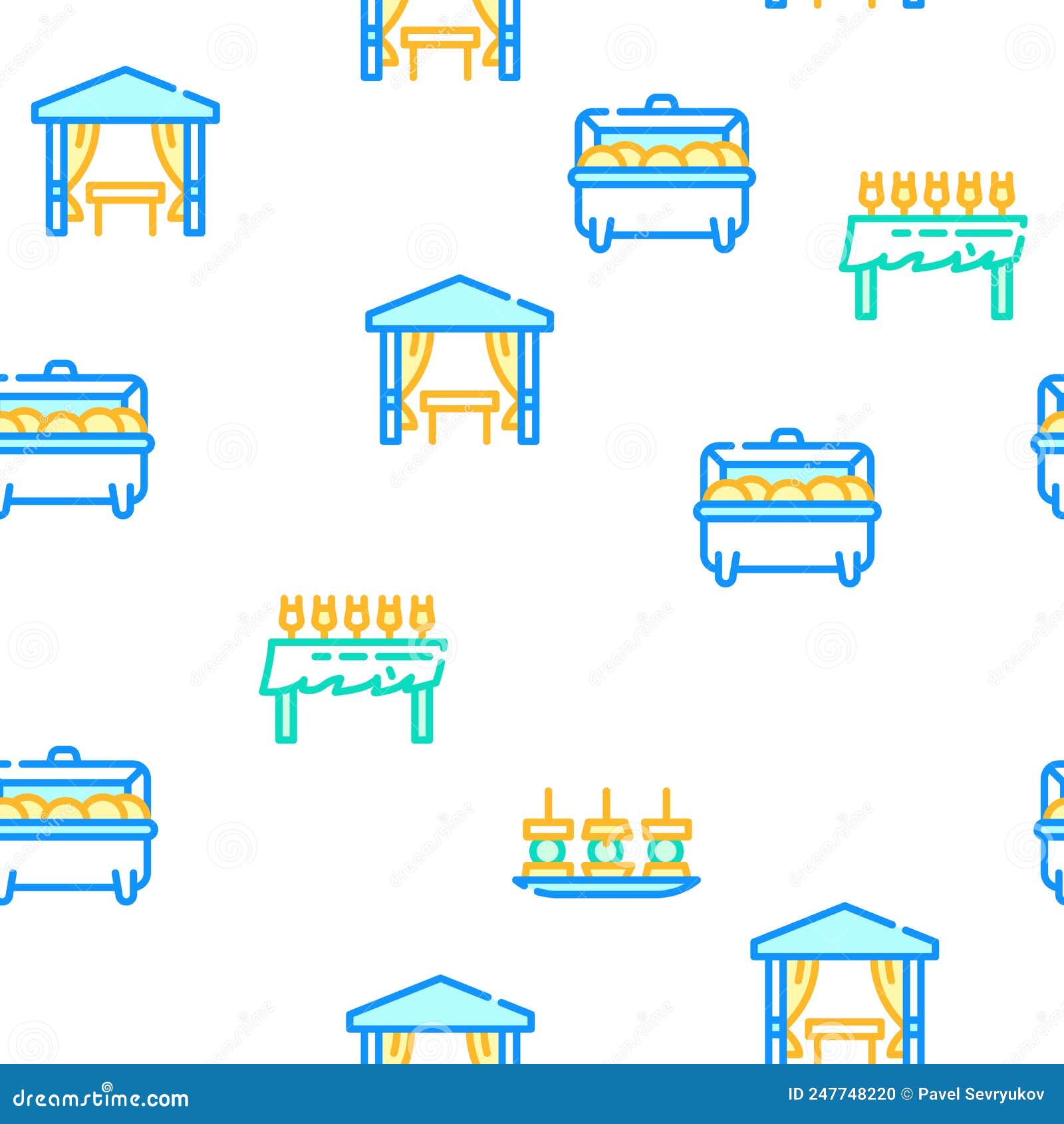 Catering Food Service Vector Seamless Pattern Stock Vector ...