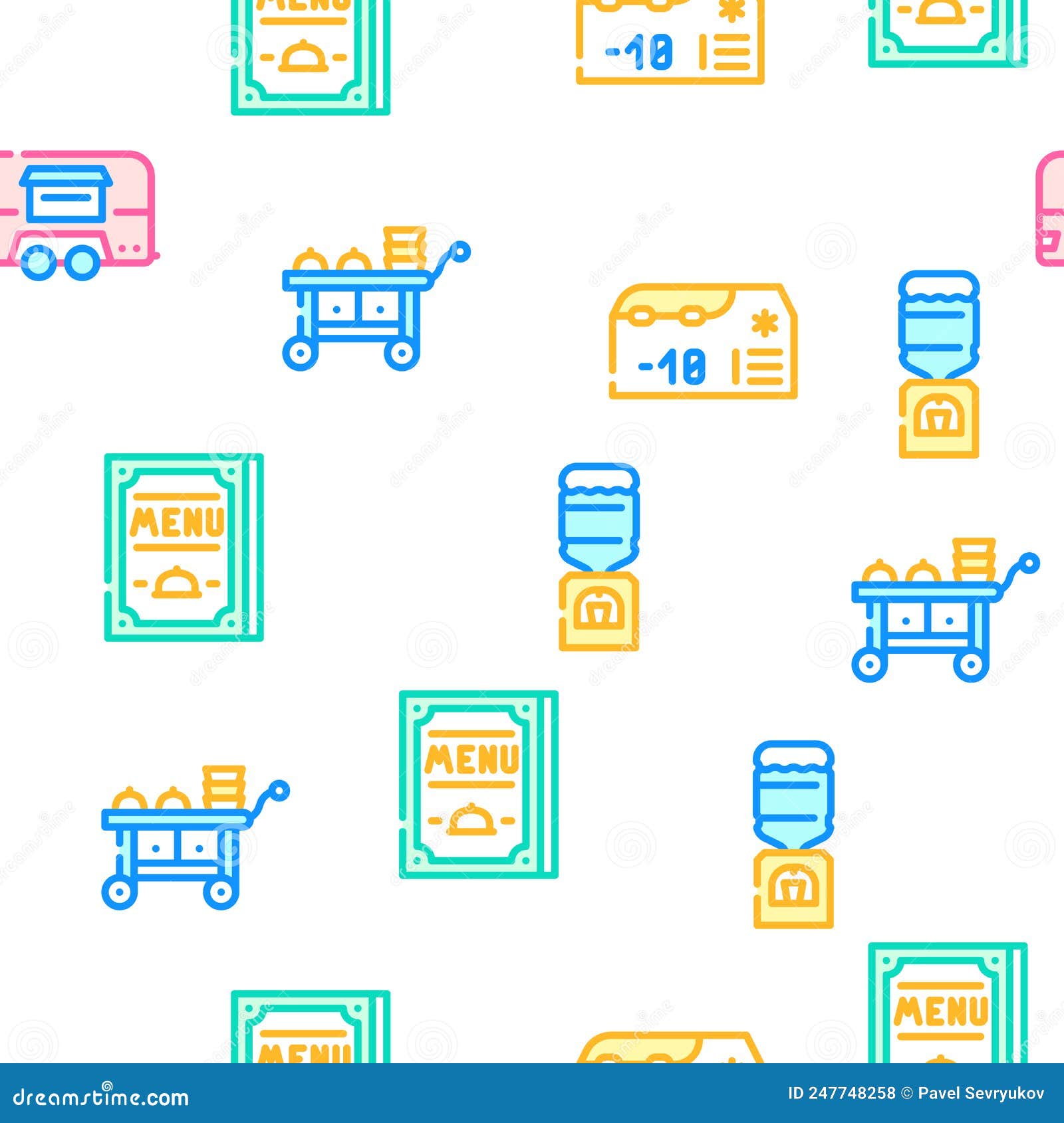 Catering Food Service Vector Seamless Pattern Stock Vector ...