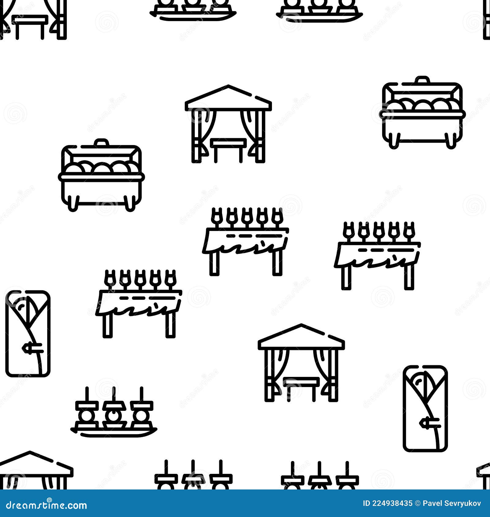 Catering Food Service Vector Seamless Pattern Stock Vector ...