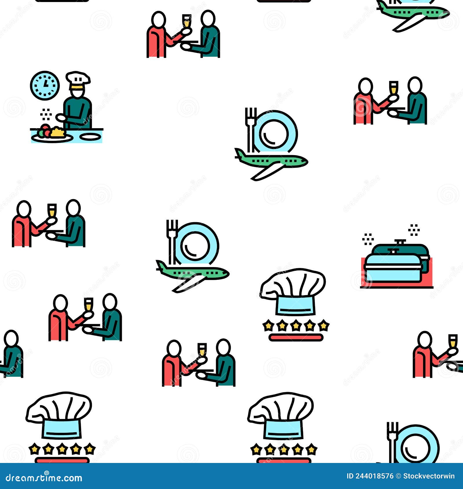 Catering Food Service Vector Seamless Pattern Stock Vector ...
