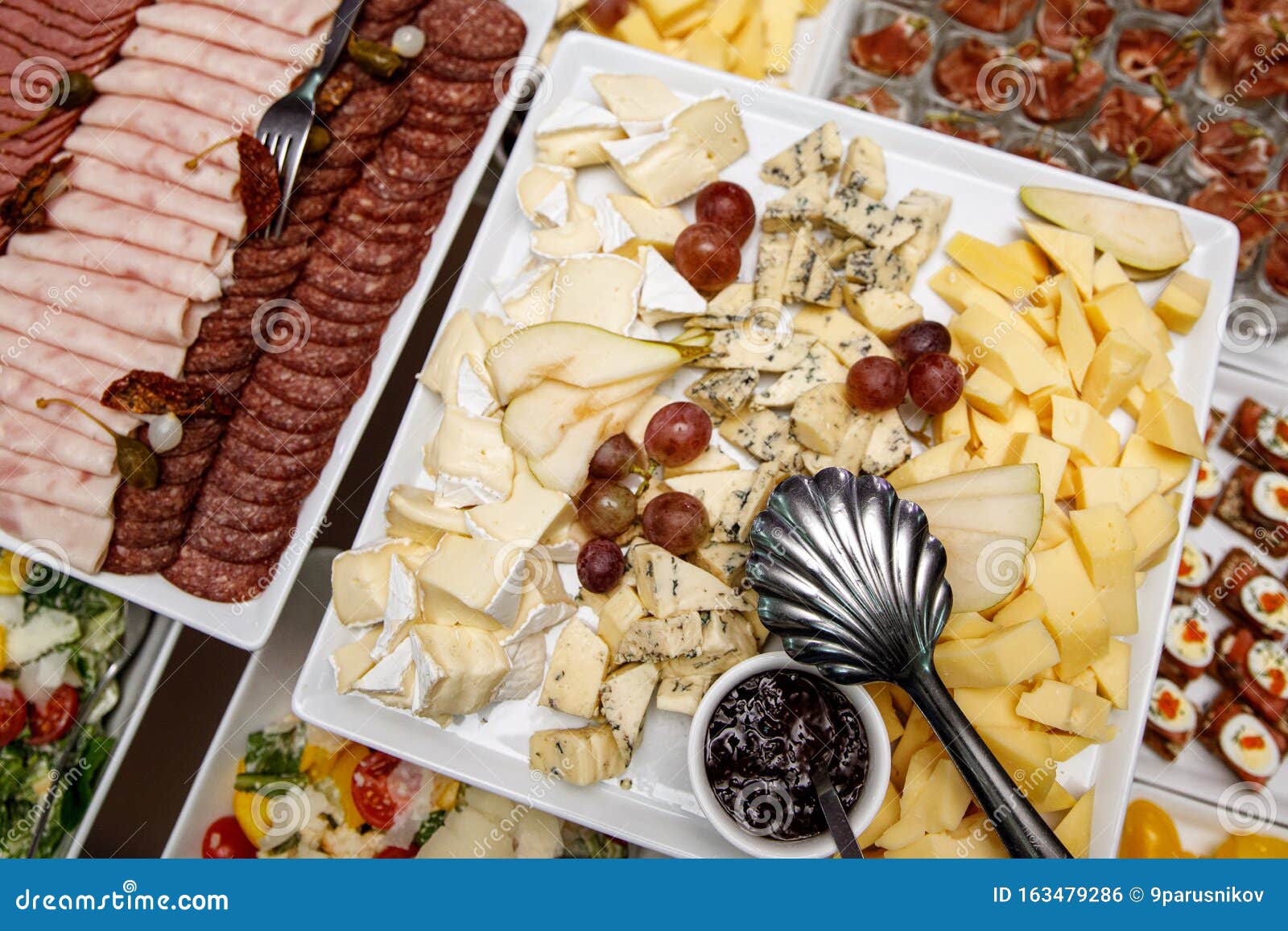 Catering Food. Snacks on a Banquet Table Stock Photo - Image of lunch ...